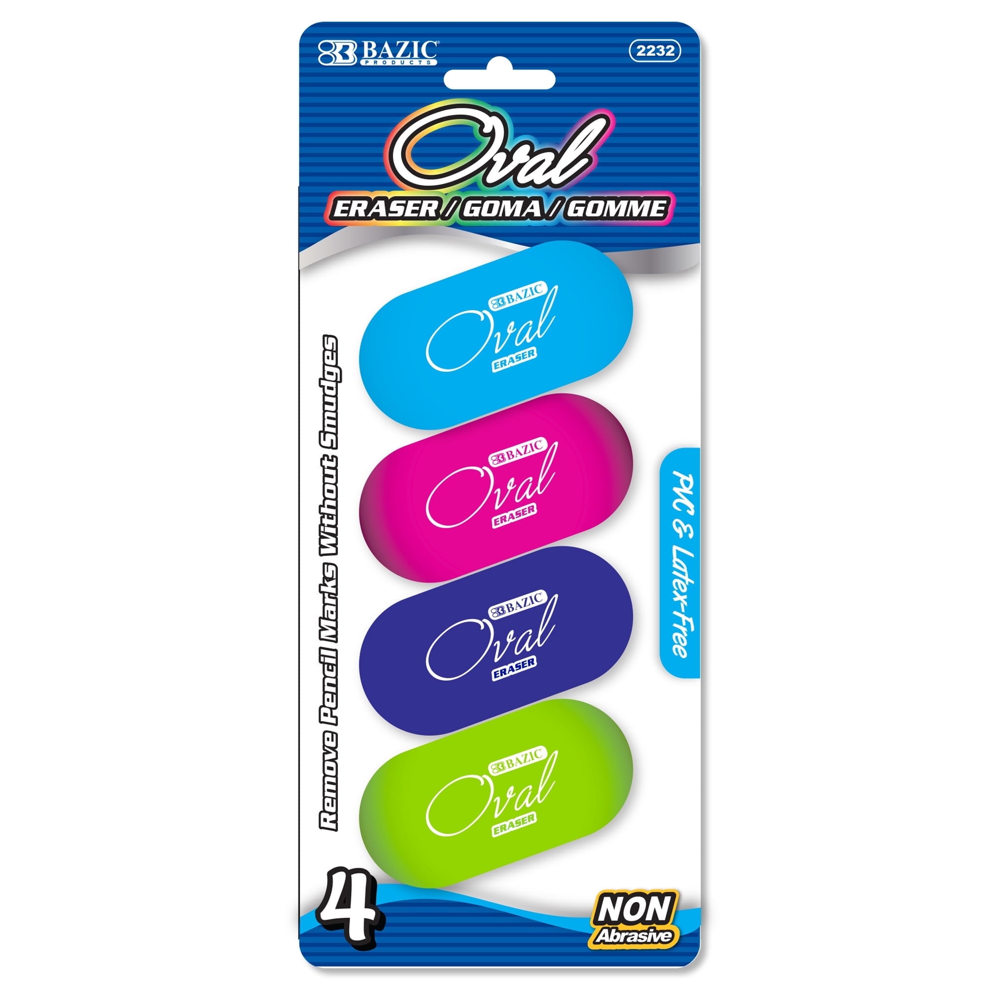 BAZIC Erasers Oval Eraser Latex Free, 4-Count - Walmart.com