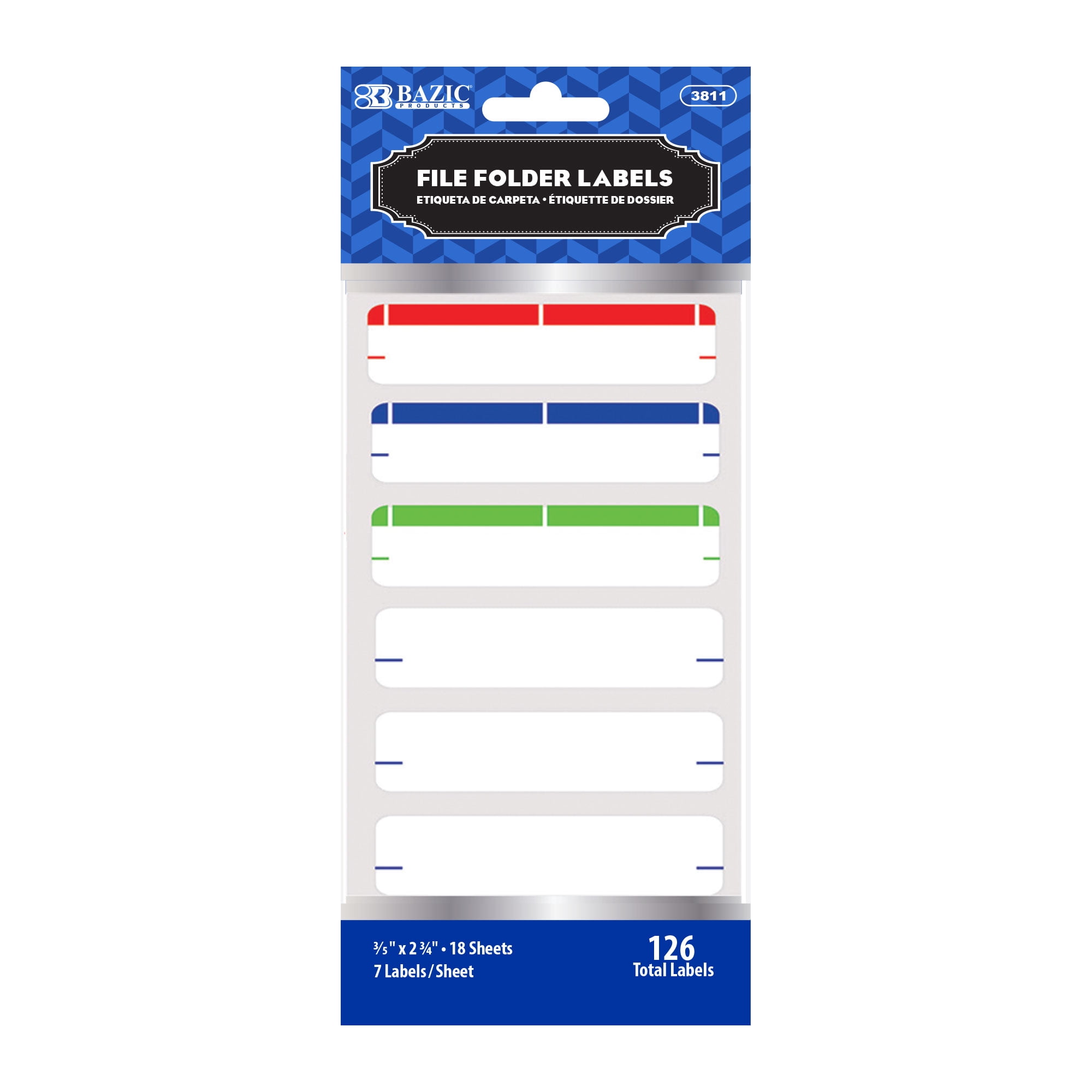BAZIC File Folder Labels, 2 3/4 x 3/5 Inch, White, 126/Pack, 1-Pack ...