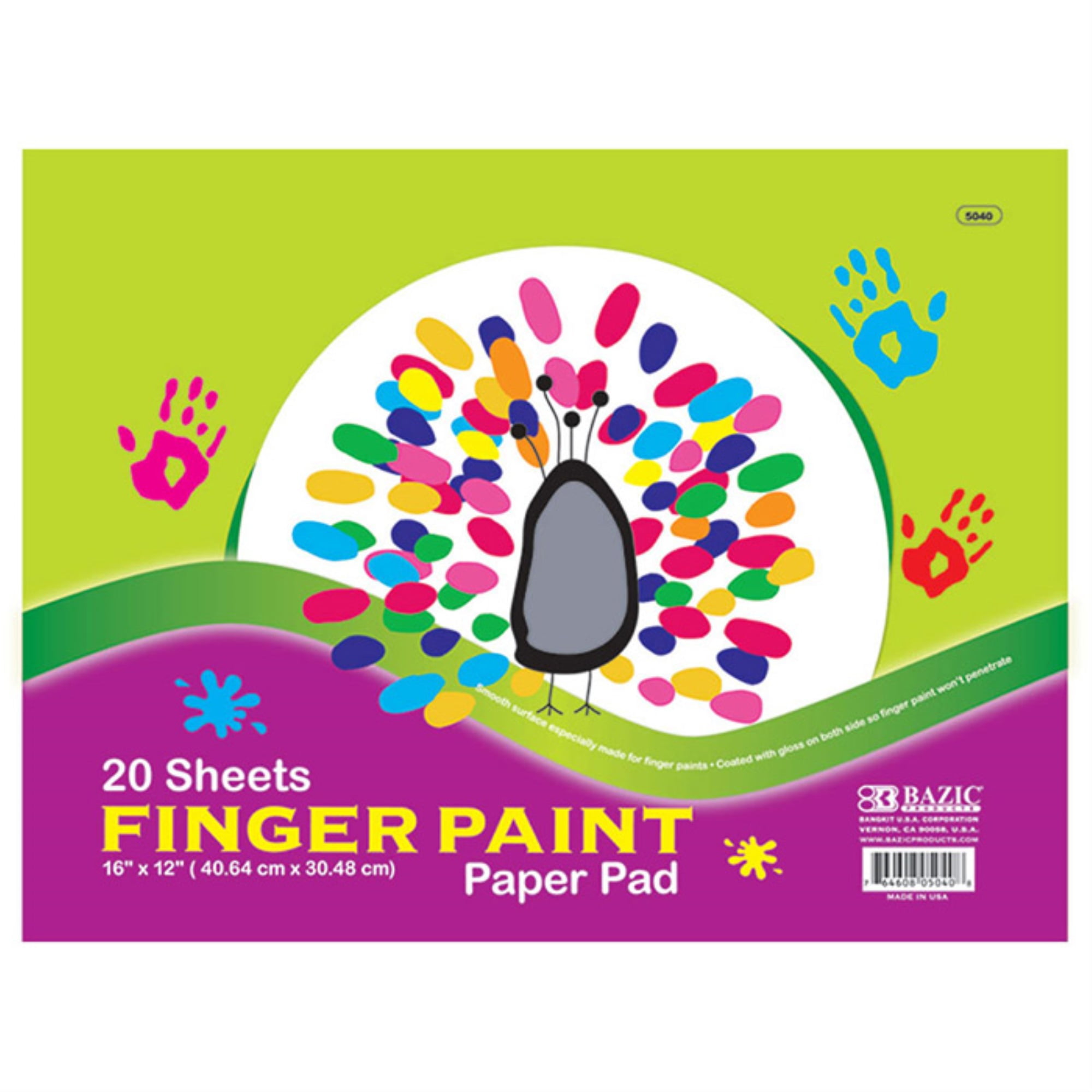 BAZIC Finger Paint Paper Pad, 20 Sheets, 16 x 12 Inch, Smooth Surface ...