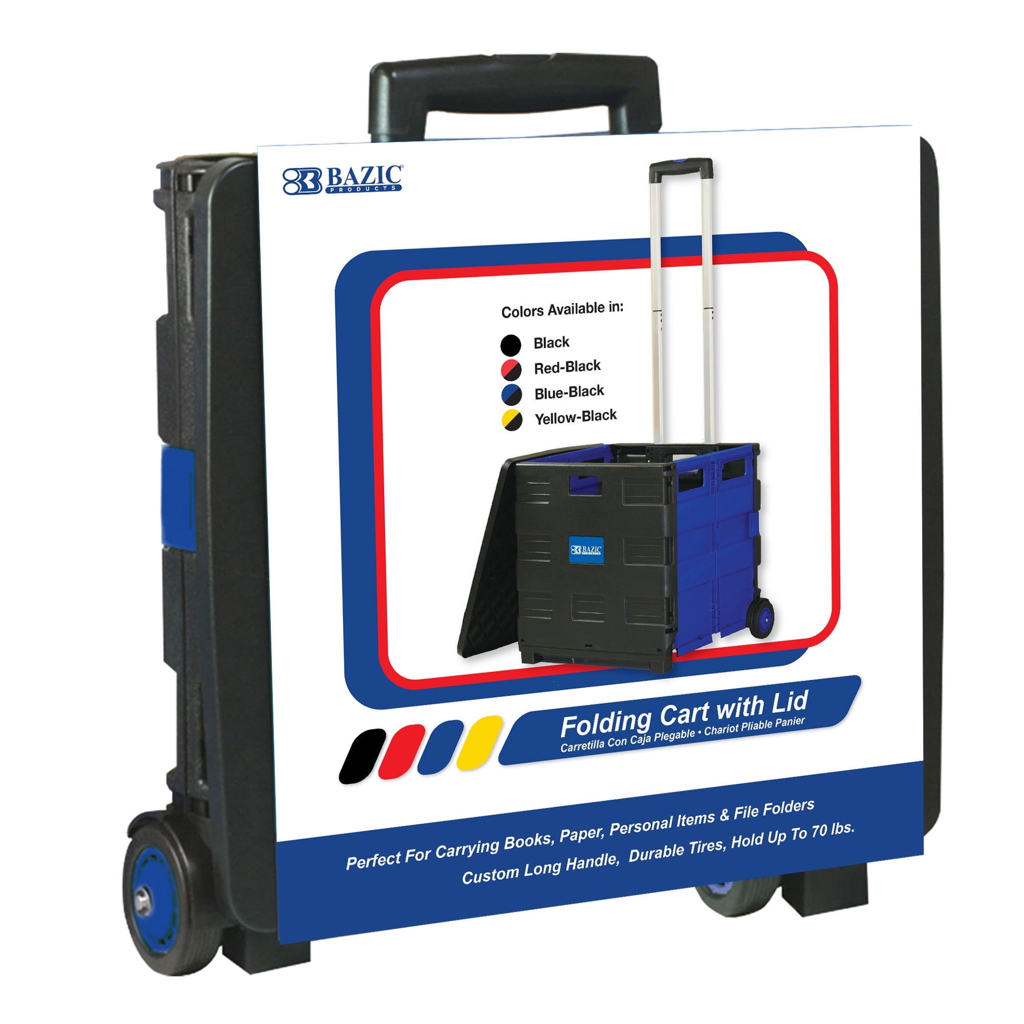 BAZIC Foldable Utility Cart Portable Rolling Folding Cart 16"x18"x15 ...