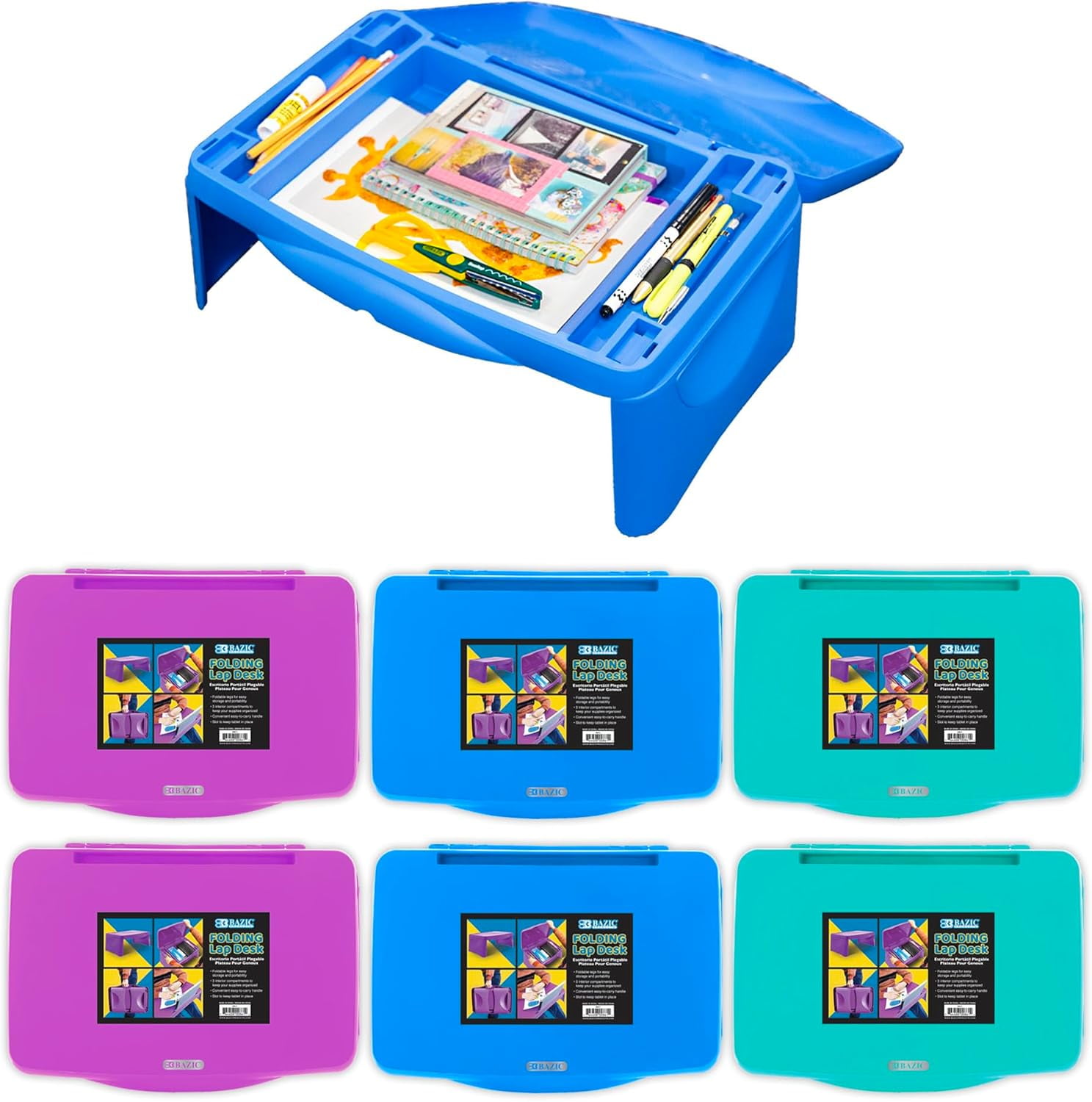 BAZIC Folding Lap Desk with Storage, Foldable Desk Collapsible Lap ...