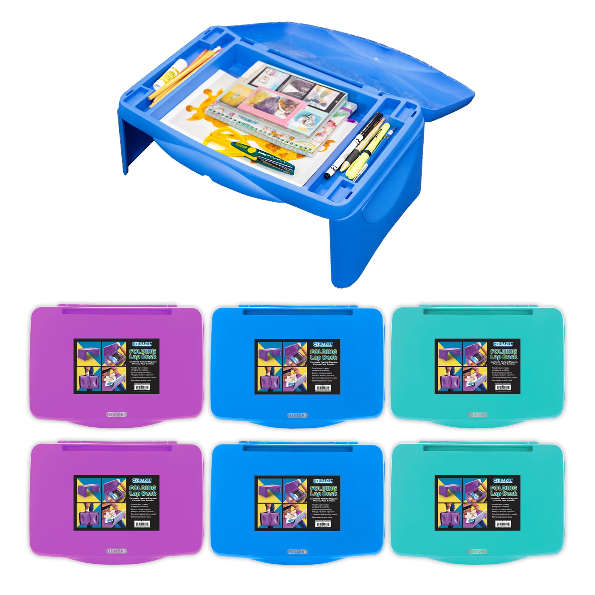 BAZIC Folding Lap Desk with Storage, Foldable Desk Lap Table for ...