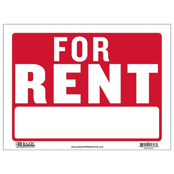 BAZIC For Rent Sign 9"X12", Waterproof Indoor Signage, 24-Pack ...