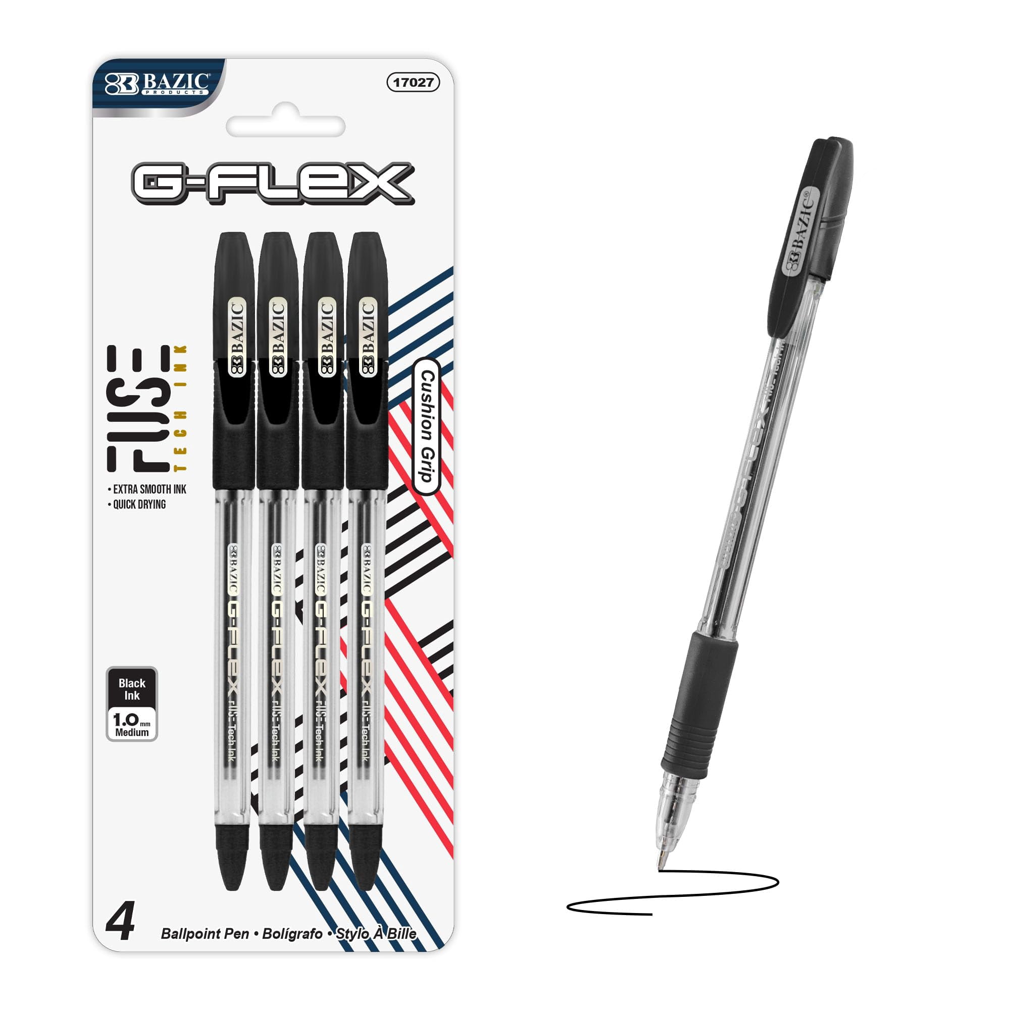 BAZIC G-Flex Oil Gel Pen Set, 0.7mm Medium Tip, Smear-Free Quick-Dry ...