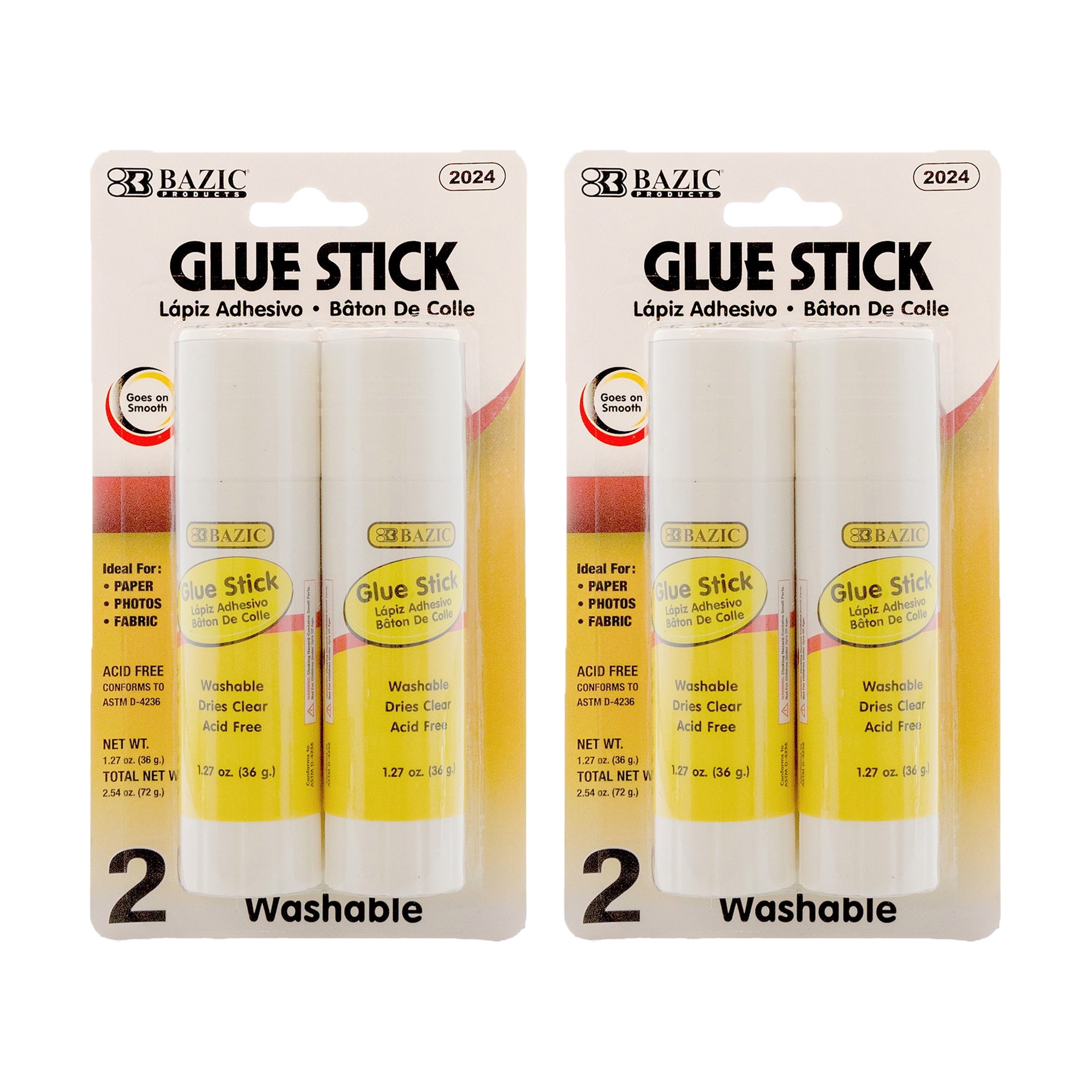 BAZIC Glue Stick 36g/1.27 Oz, Acid Free Glue (2/Pack), 2-Packs ...