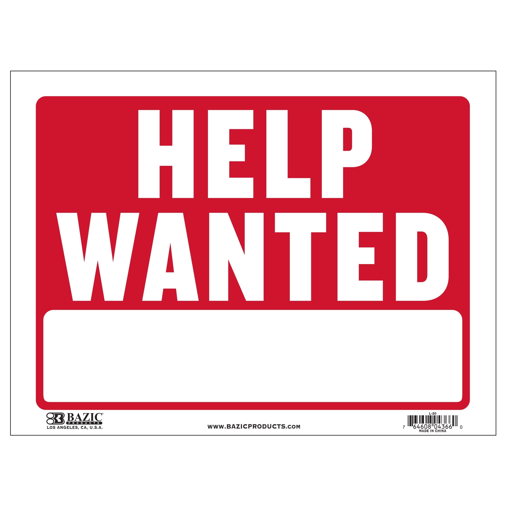 BAZIC Help Wanted Sign 12"x16", Waterproof Indoor Signage, 24-Pack ...