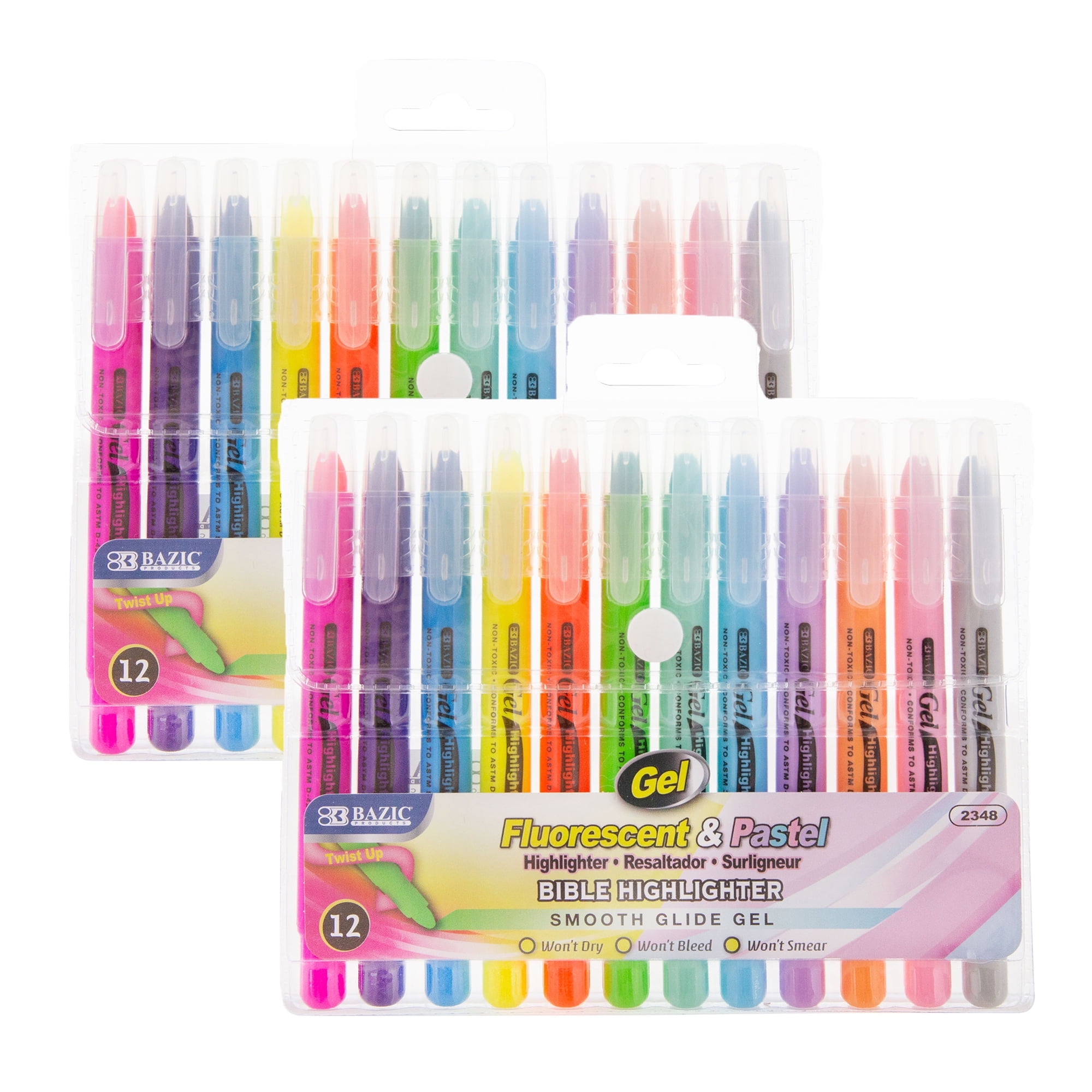 BAZIC Highlighter Gel Pen Bible Highlighter, No Bleed Highlighting ...