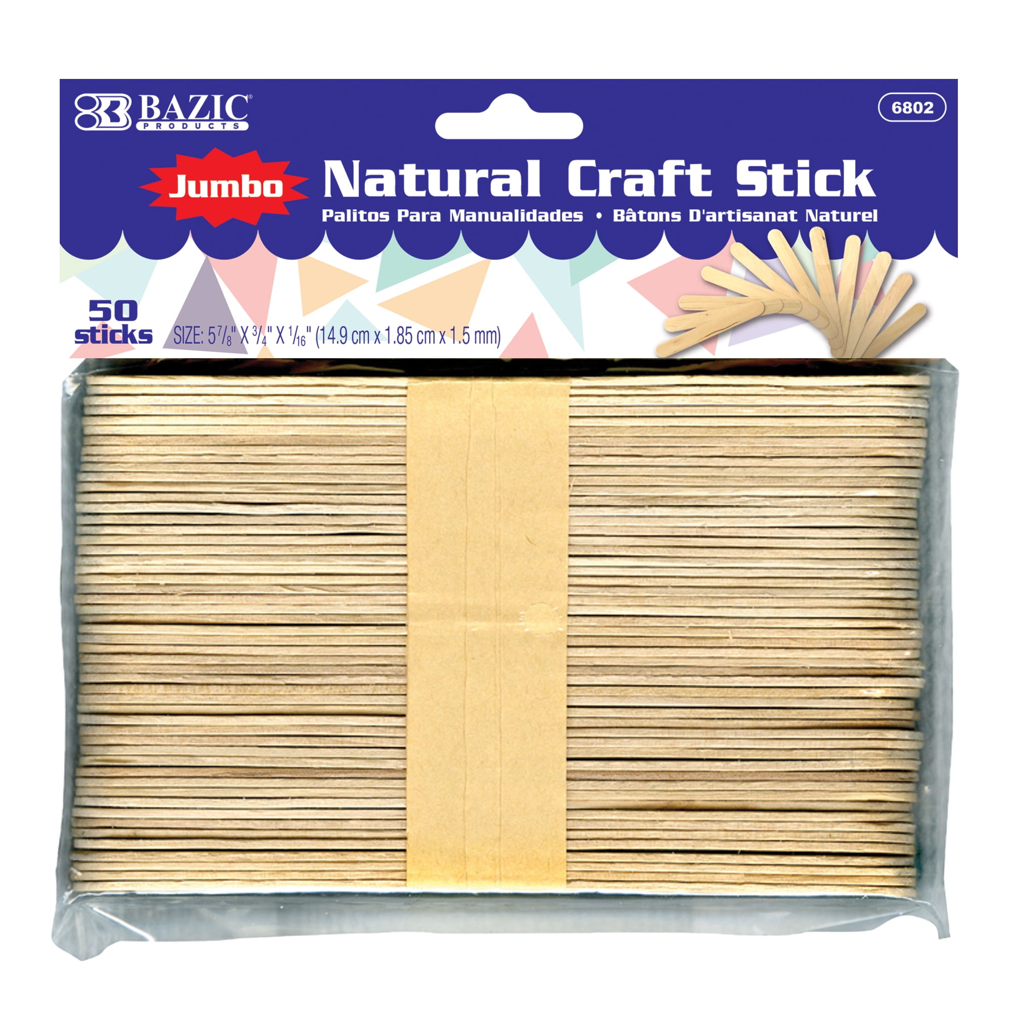BAZIC Jumbo Craft Sticks Natural Wood, Large Non Toxic Stick, 1200 ...