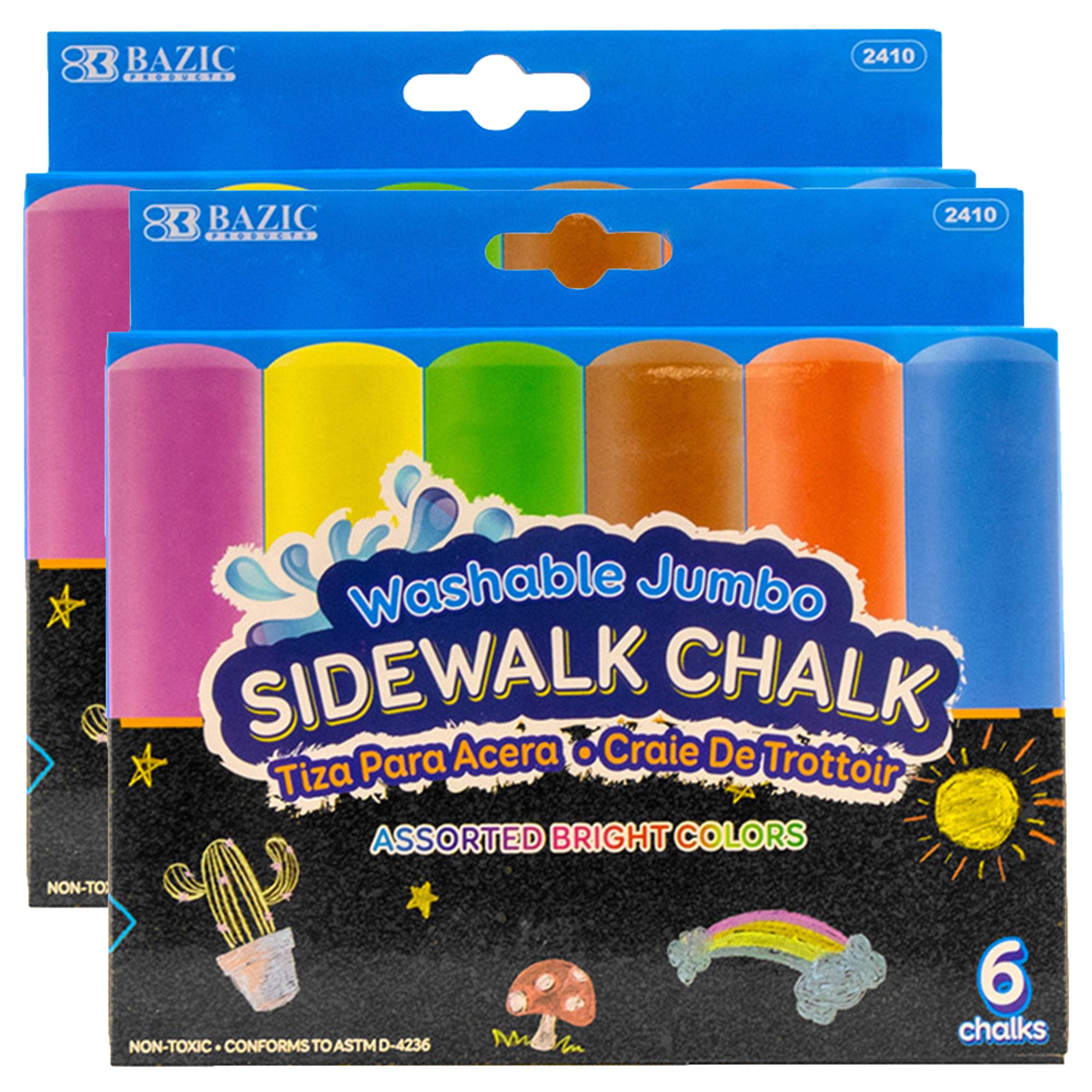 BAZIC Jumbo Sidewalk Chalks 6 Colors, for Outdoor Coloring Drawing Art ...