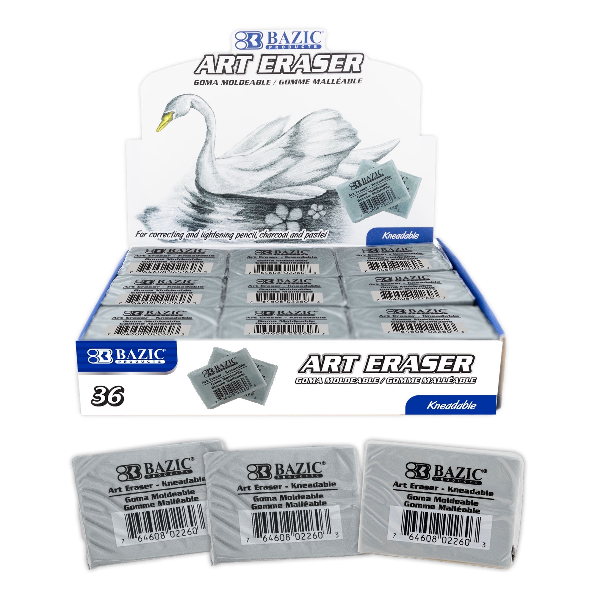 BAZIC Kneaded Eraser, Gray, Erasers for Artist, Drawing Sketching ...