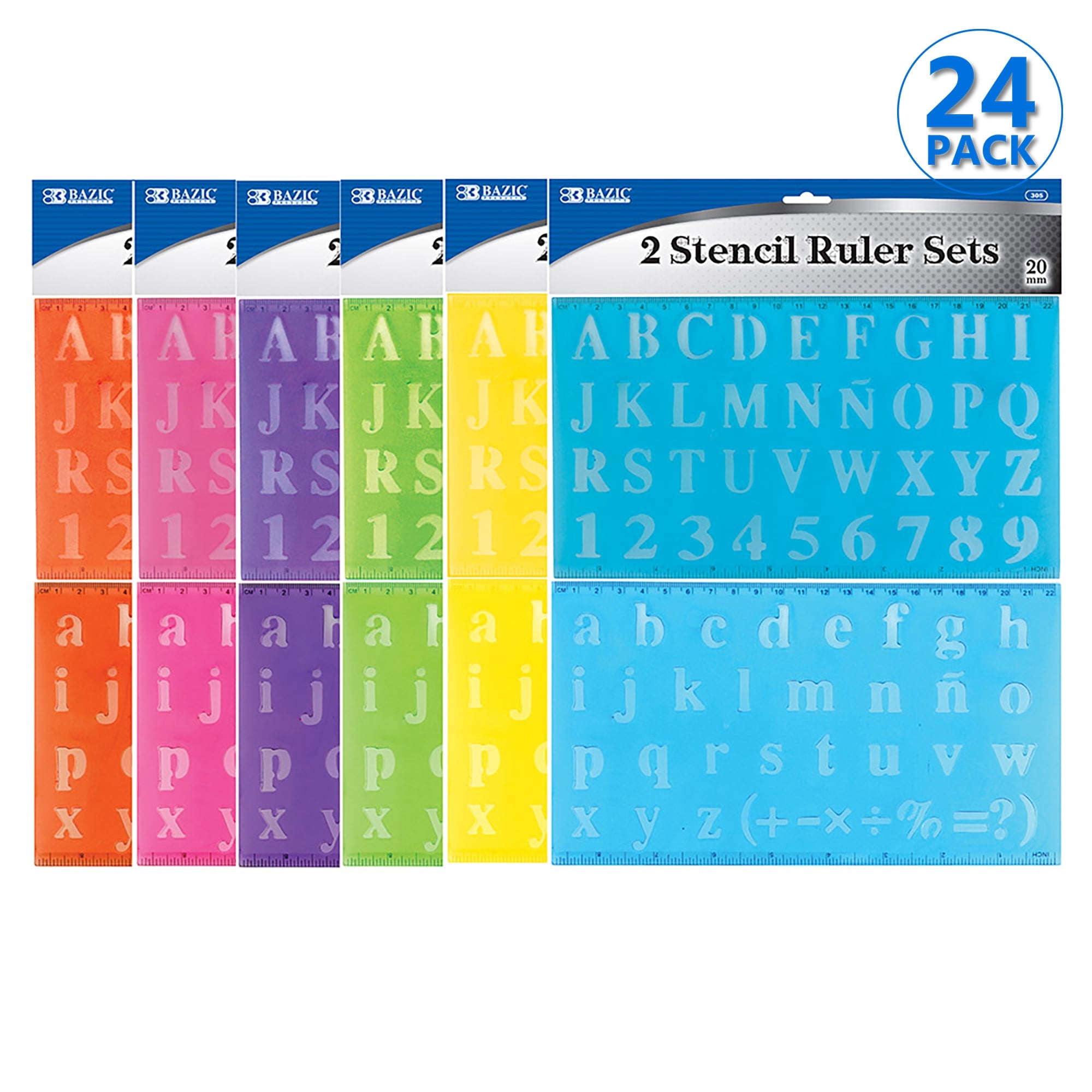 BAZIC Letter Stencil Sets, Sizes 20 mm, Plastic Stencils for Learning ...