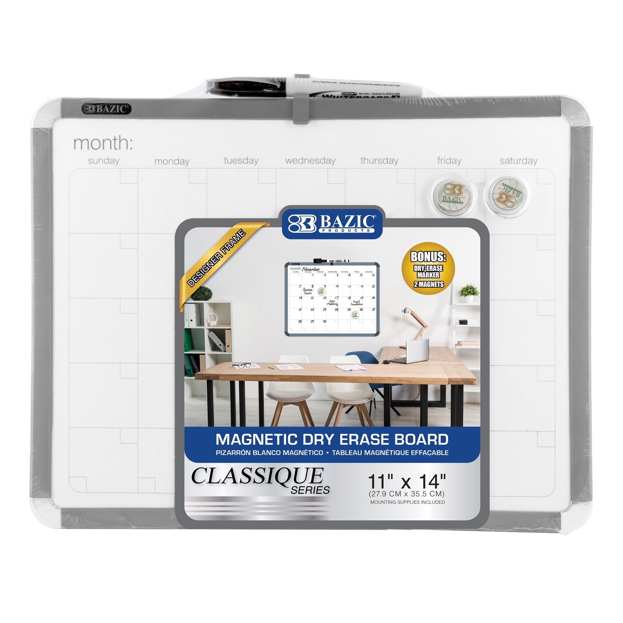 BAZIC Magnetic Dry Erase Board 11"x14" Whiteboard, Dry Erase Marker and ...