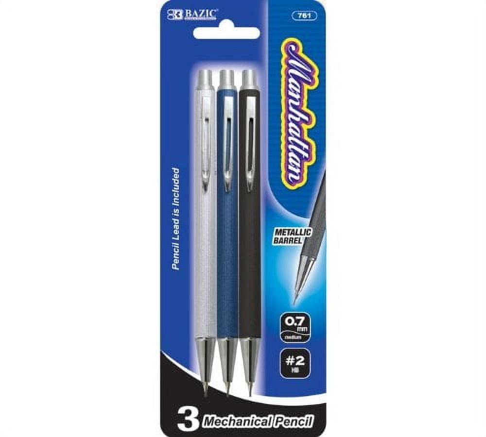 BAZIC Manhattan 0.7mm Assorted Color Metal Mechanical Pencil (3/Pack ...