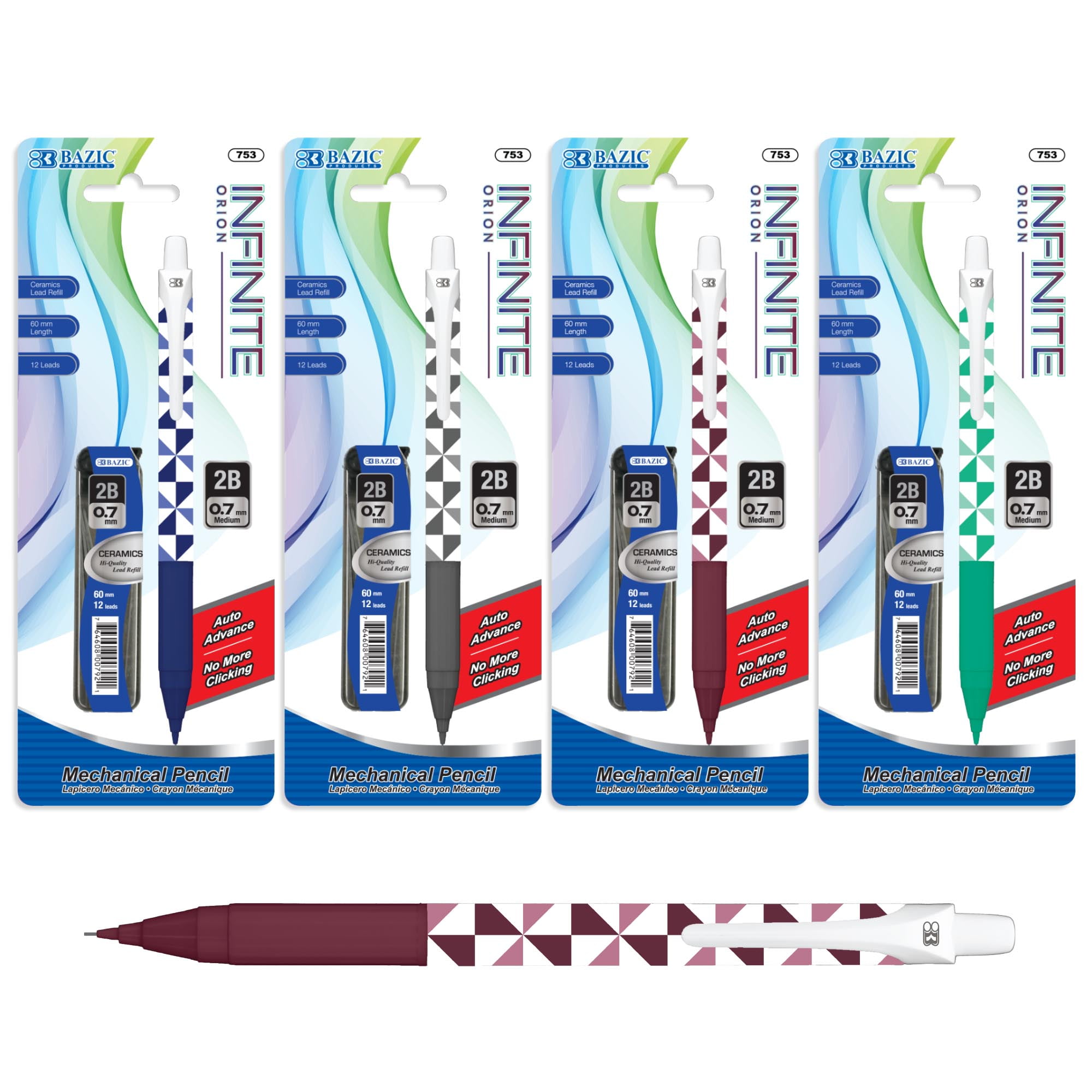 BAZIC Mechanical Pencil Infinite Orion 0.7mm w/ Ceramic Lead Refills ...