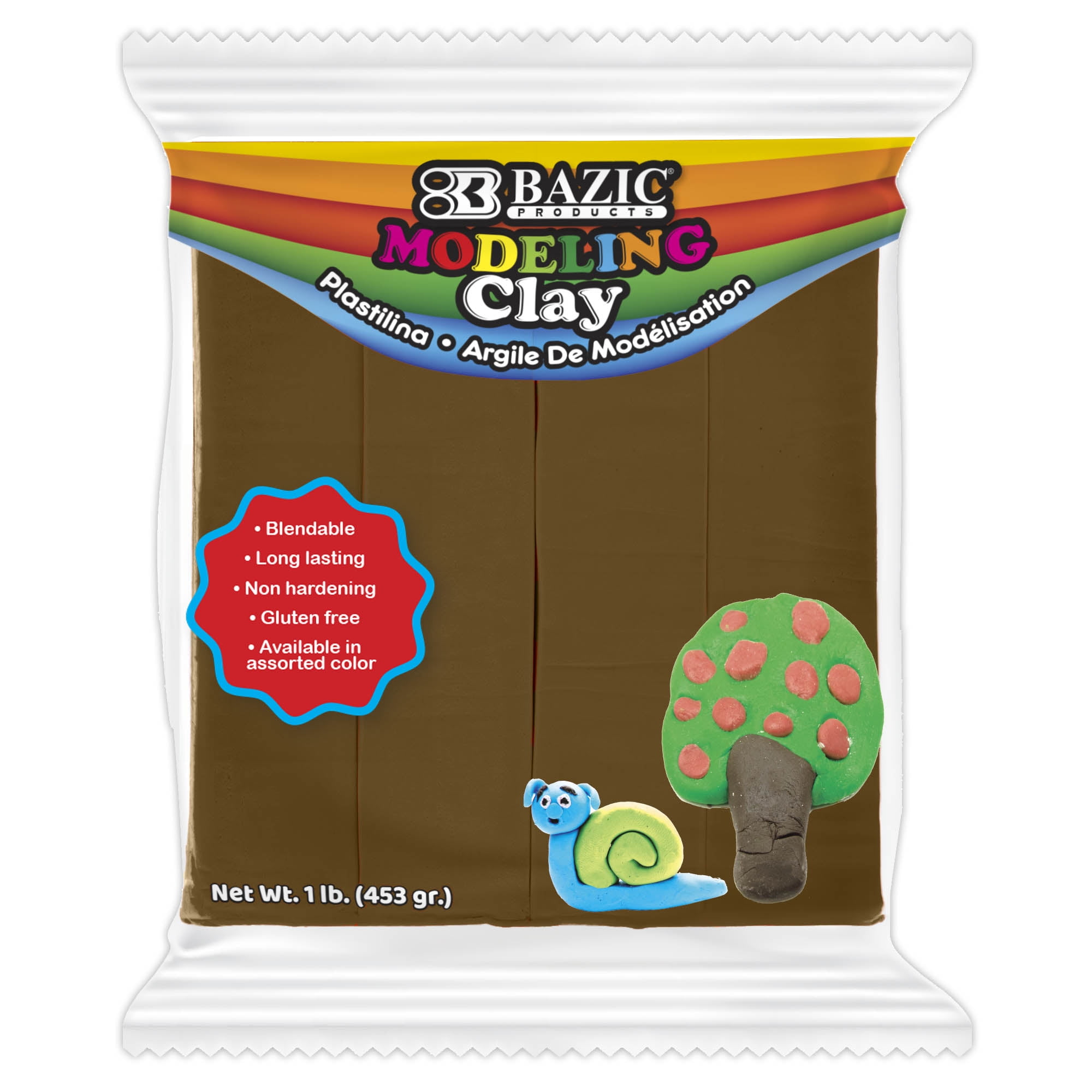 BAZIC Modeling Clay Brown Color 1LB, Non Toxic, Bulk for Classroom, 1 ...