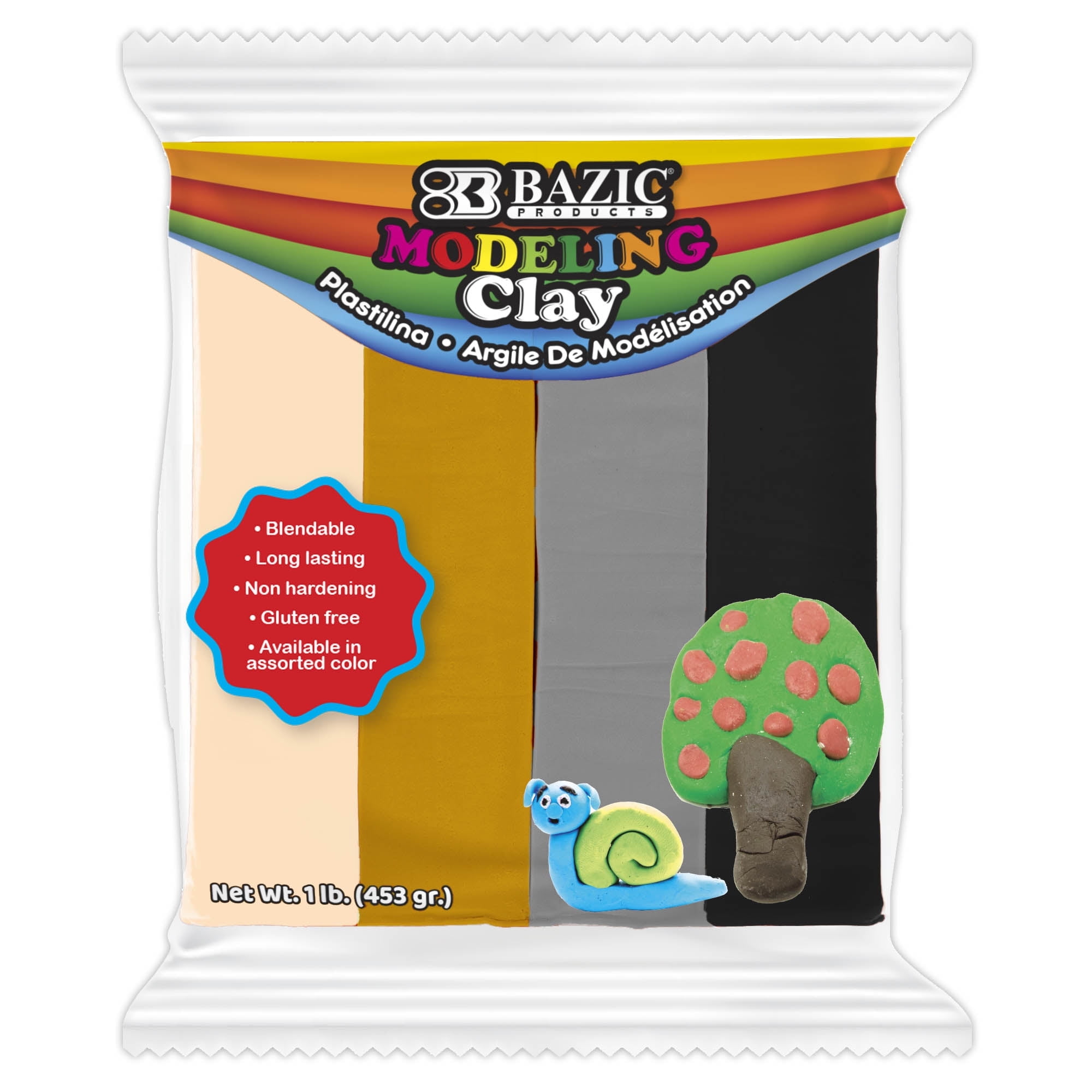 BAZIC Modeling Clay Natural Earth Color 1 LB, Non Toxic Modeling Dough ...