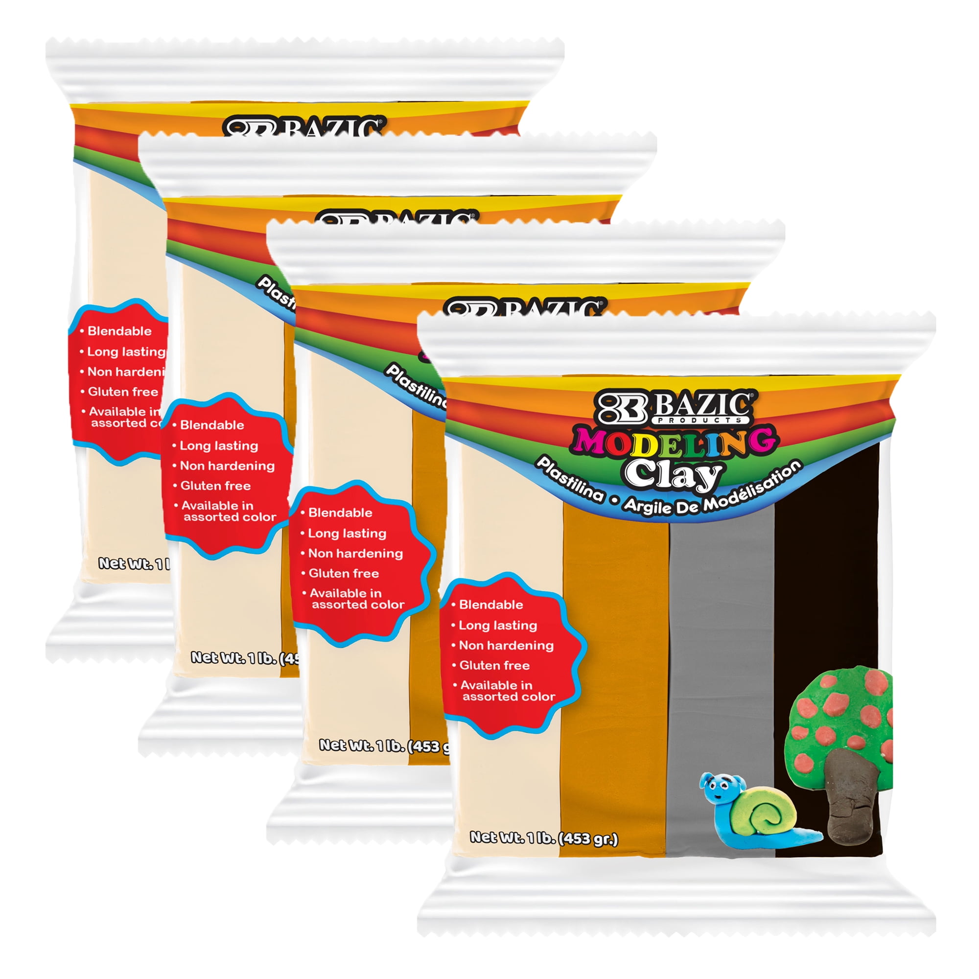 BAZIC Modeling Clay Natural Earth Color 1 LB, Non Toxic Modeling Dough ...