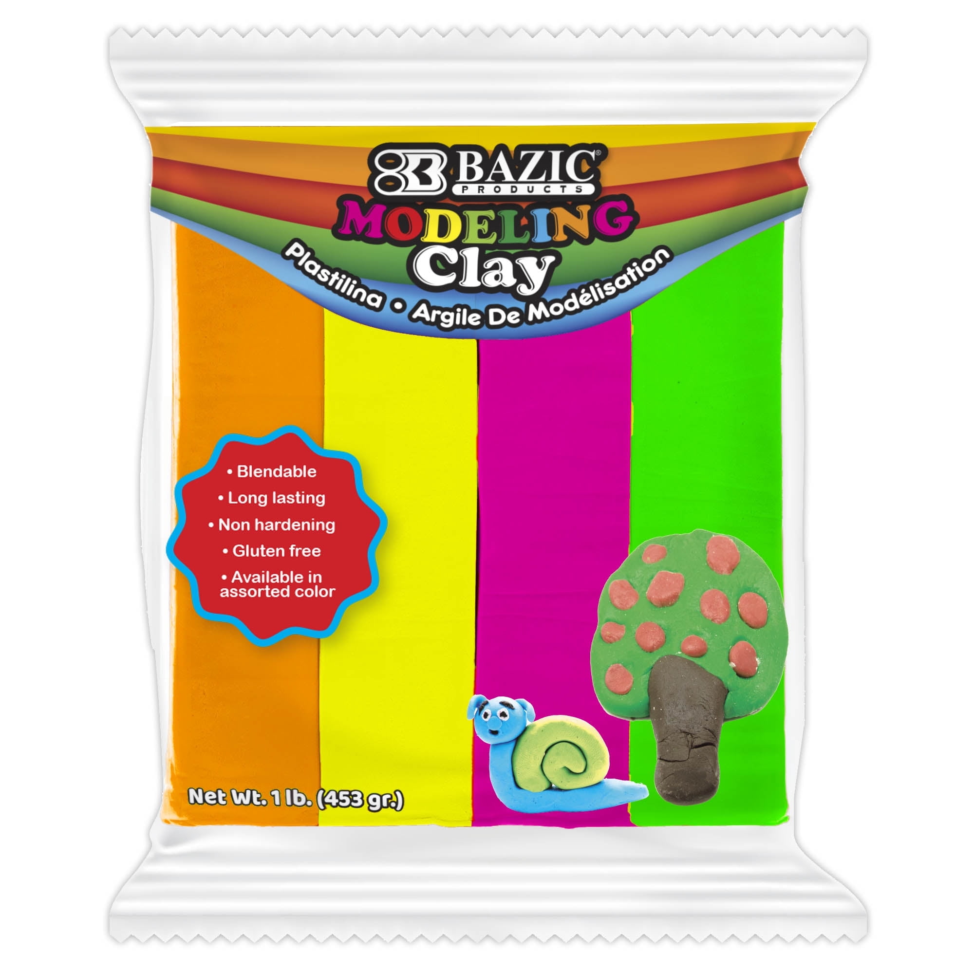 BAZIC Modeling Clay Neon Color 1 LB, Non Toxic Modeling Dough for ...