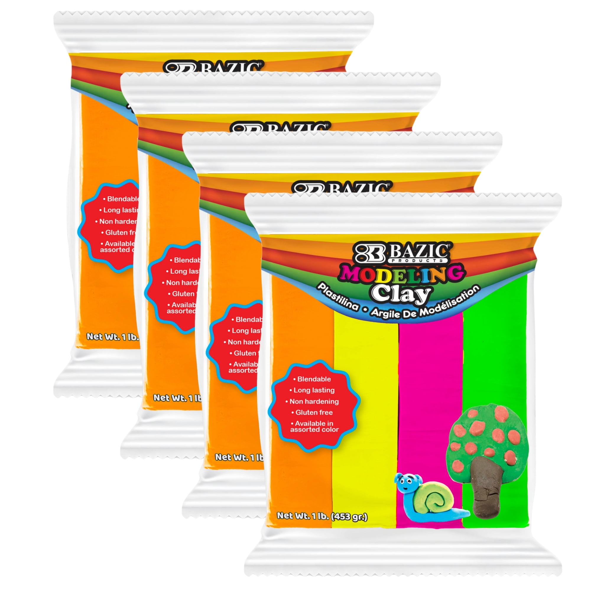 BAZIC Modeling Clay Neon Color 1 LB, Non Toxic Modeling Dough for ...