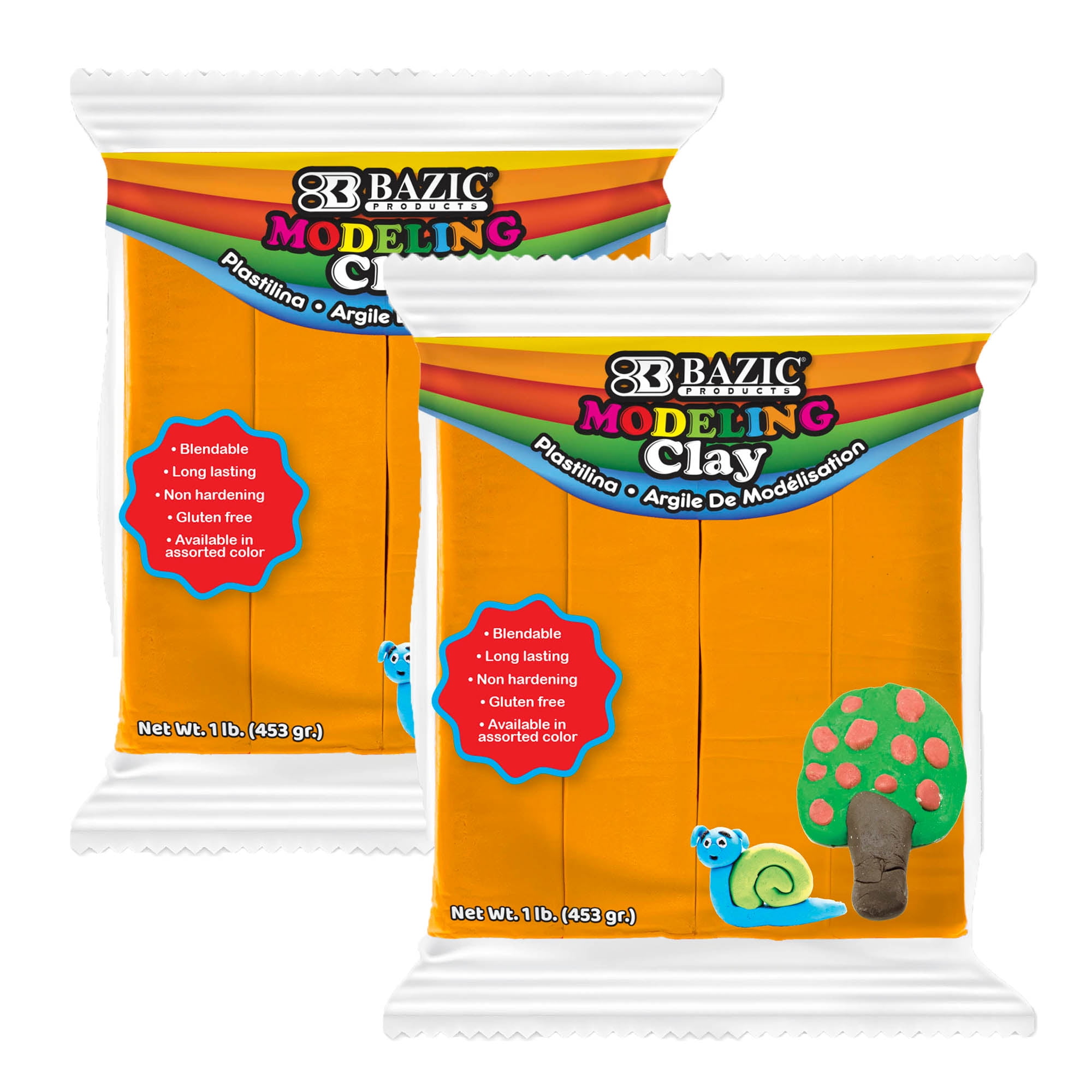 BAZIC Modeling Clay Orange Color 1 LB, Non Toxic Dough for Crafting, 2 ...