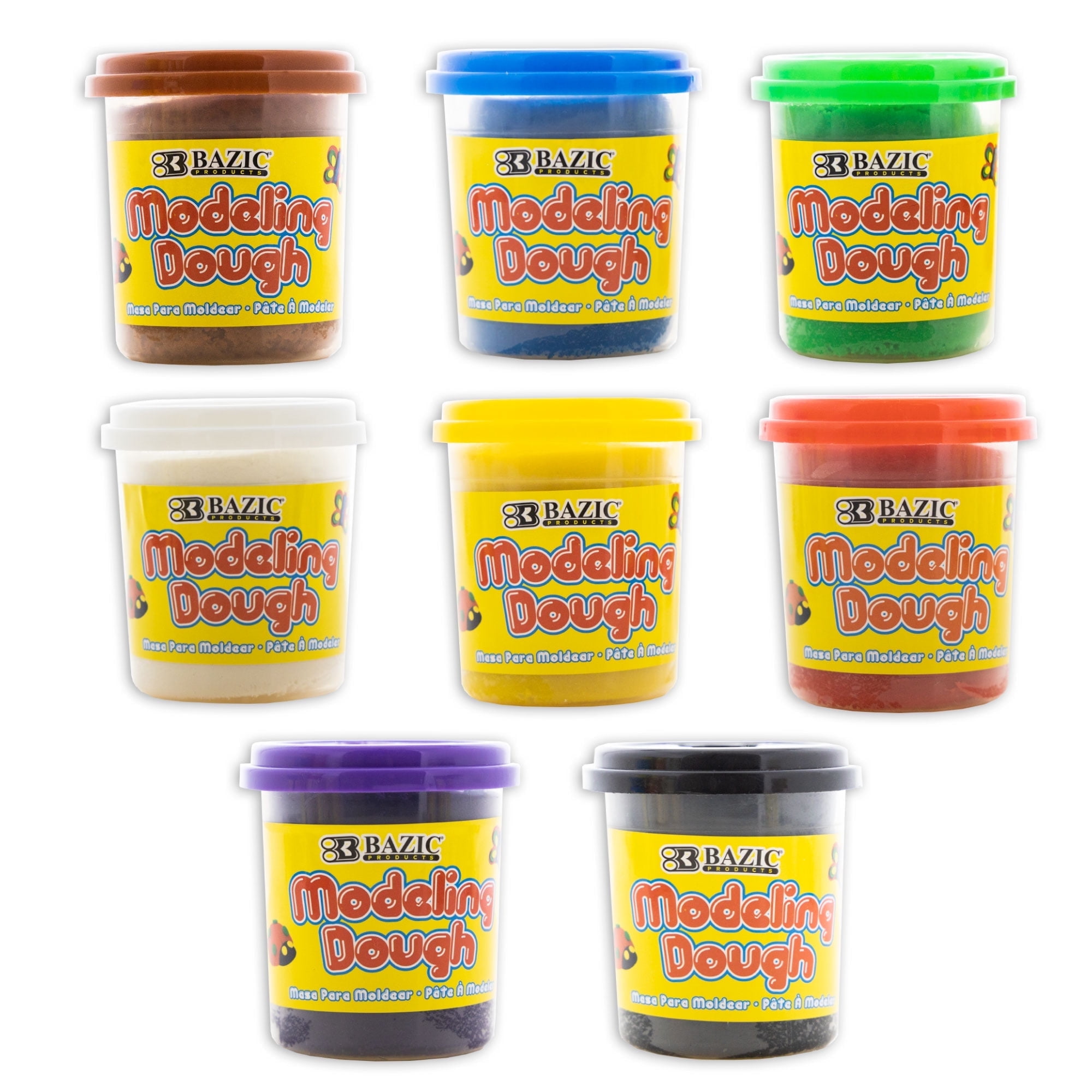 BAZIC Modeling Dough 7.76 Oz, 8 Primary Colors, Non Toxic w/ Mold Caps ...