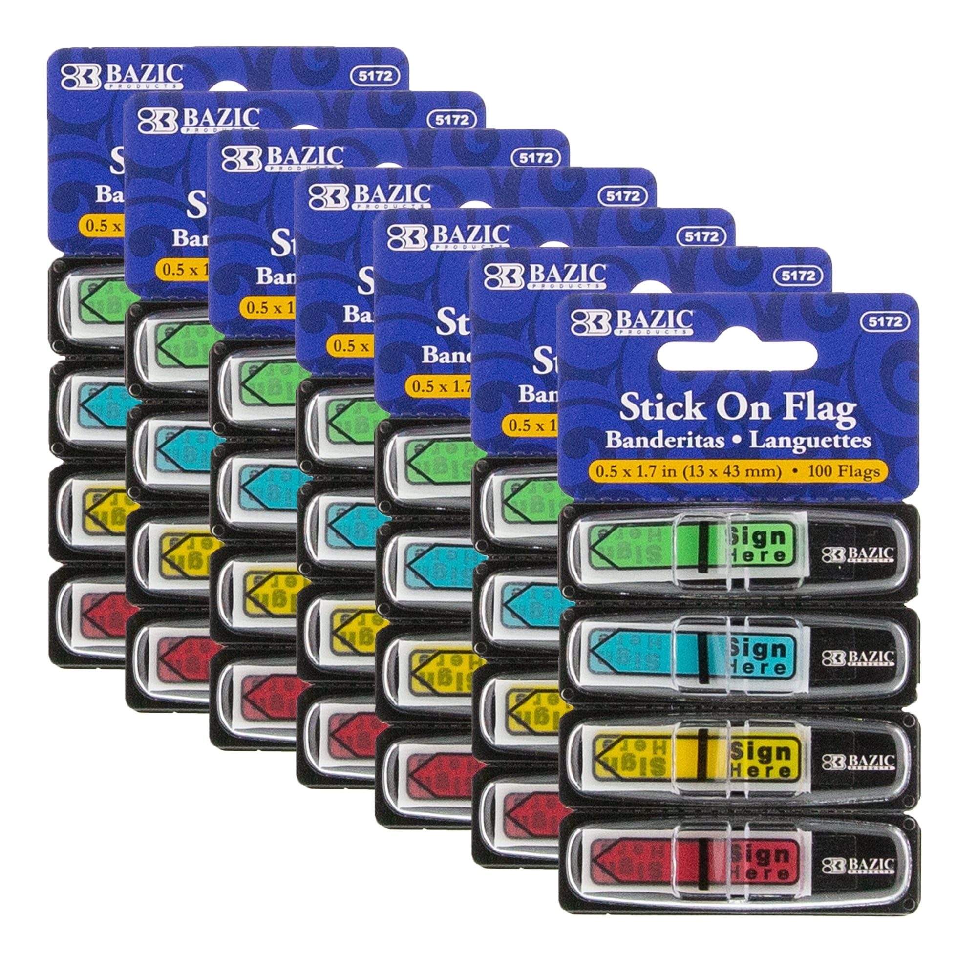 BAZIC Neon Page Markers Dispensers 0.5x1.7 Sign Here PET Arrow Flag ...