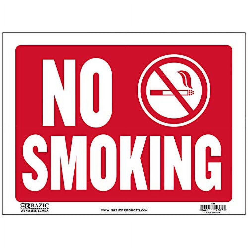 BAZIC No Smoking Sign 9"X12", Plastic Vinyl Signs for Public Spaces ...