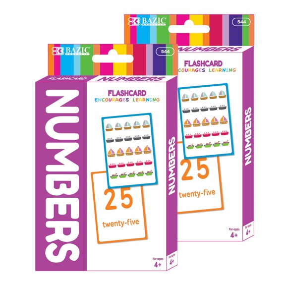 BAZIC Numbers Flash Cards, Picture ABCs Letters (36/Pack), 2-Packs ...