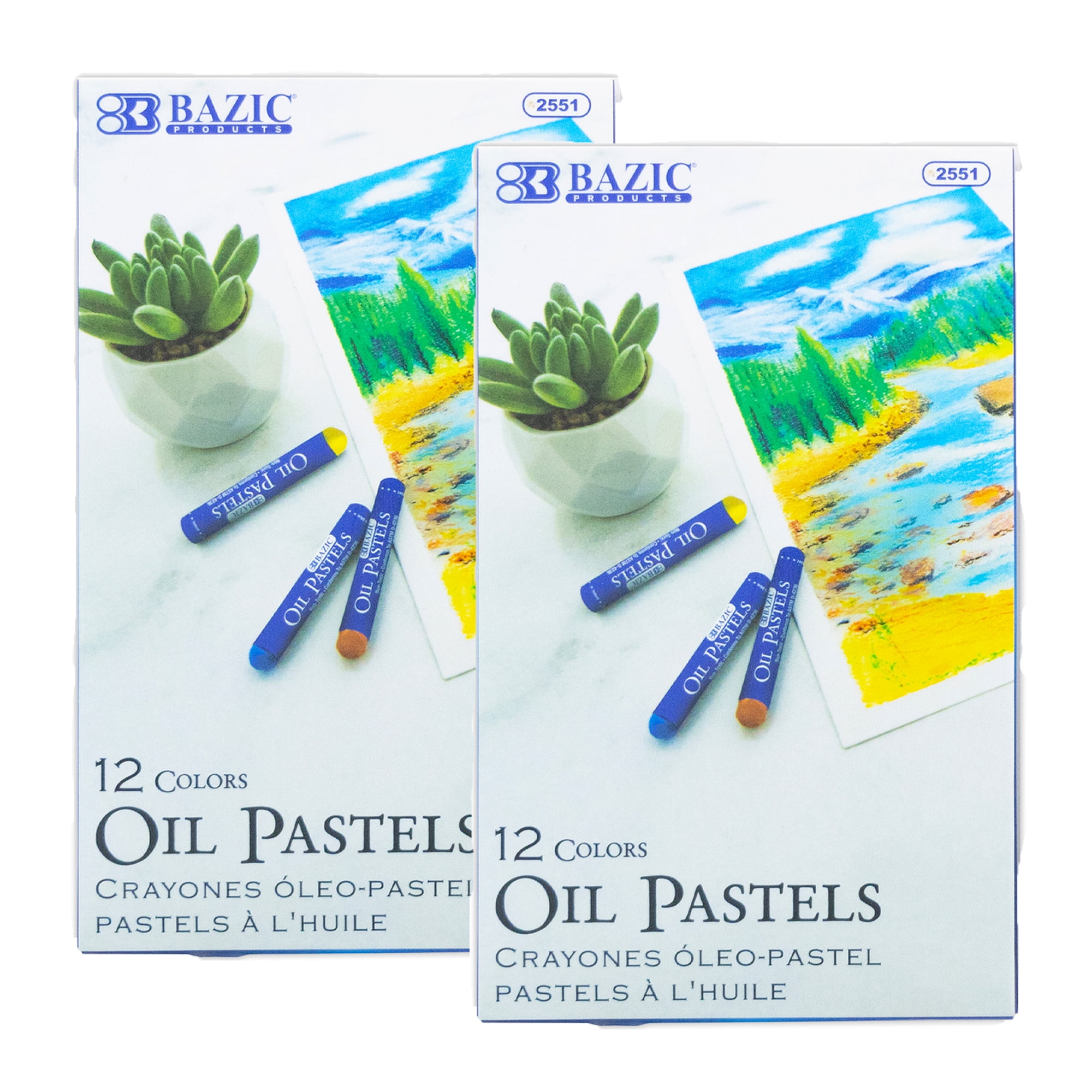 BAZIC Oil Pastels Set 12 Colors, Soft Pastels for Artists Drawing ...