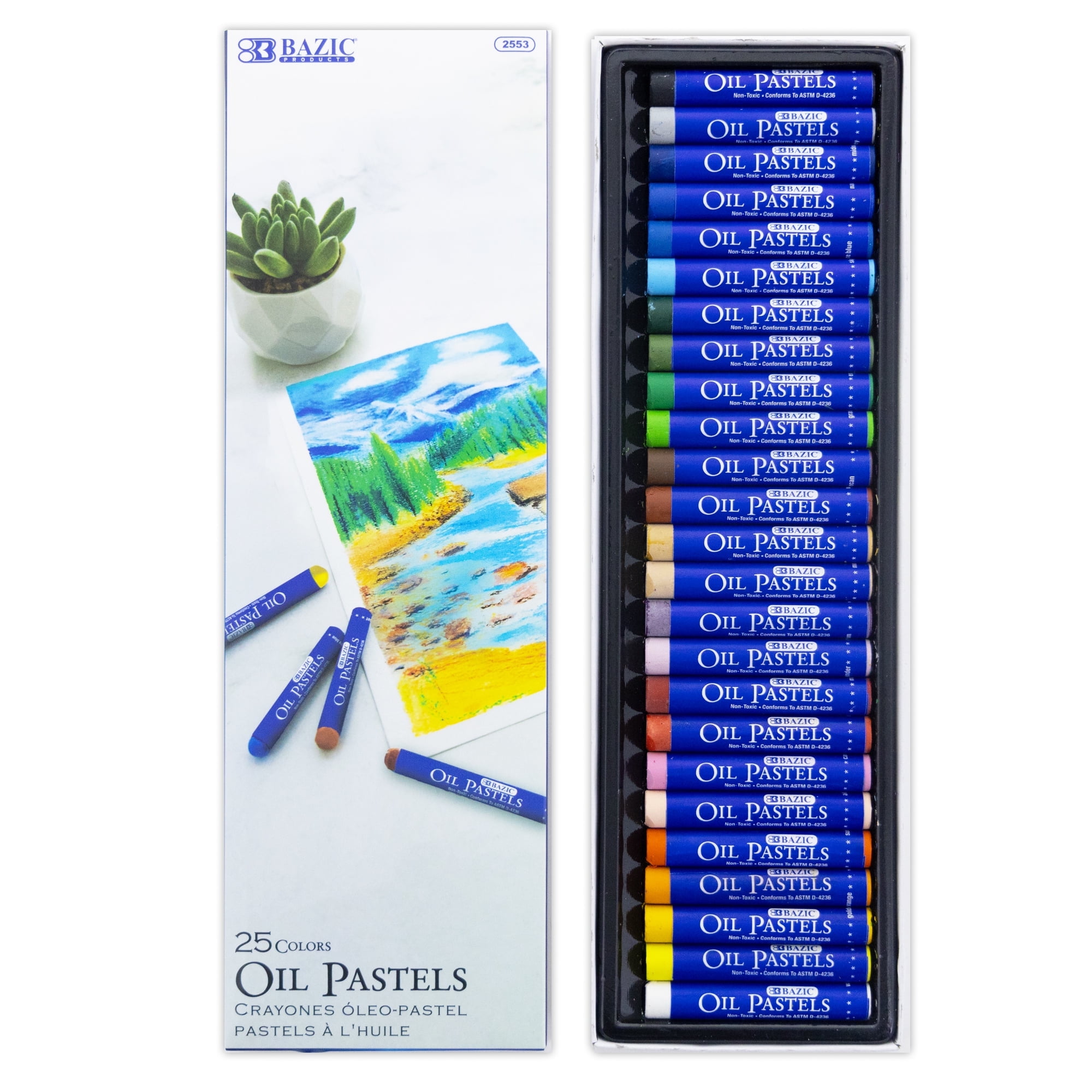 BAZIC Oil Pastels Set 25 Colors, Soft Pastels for Artists Drawing ...