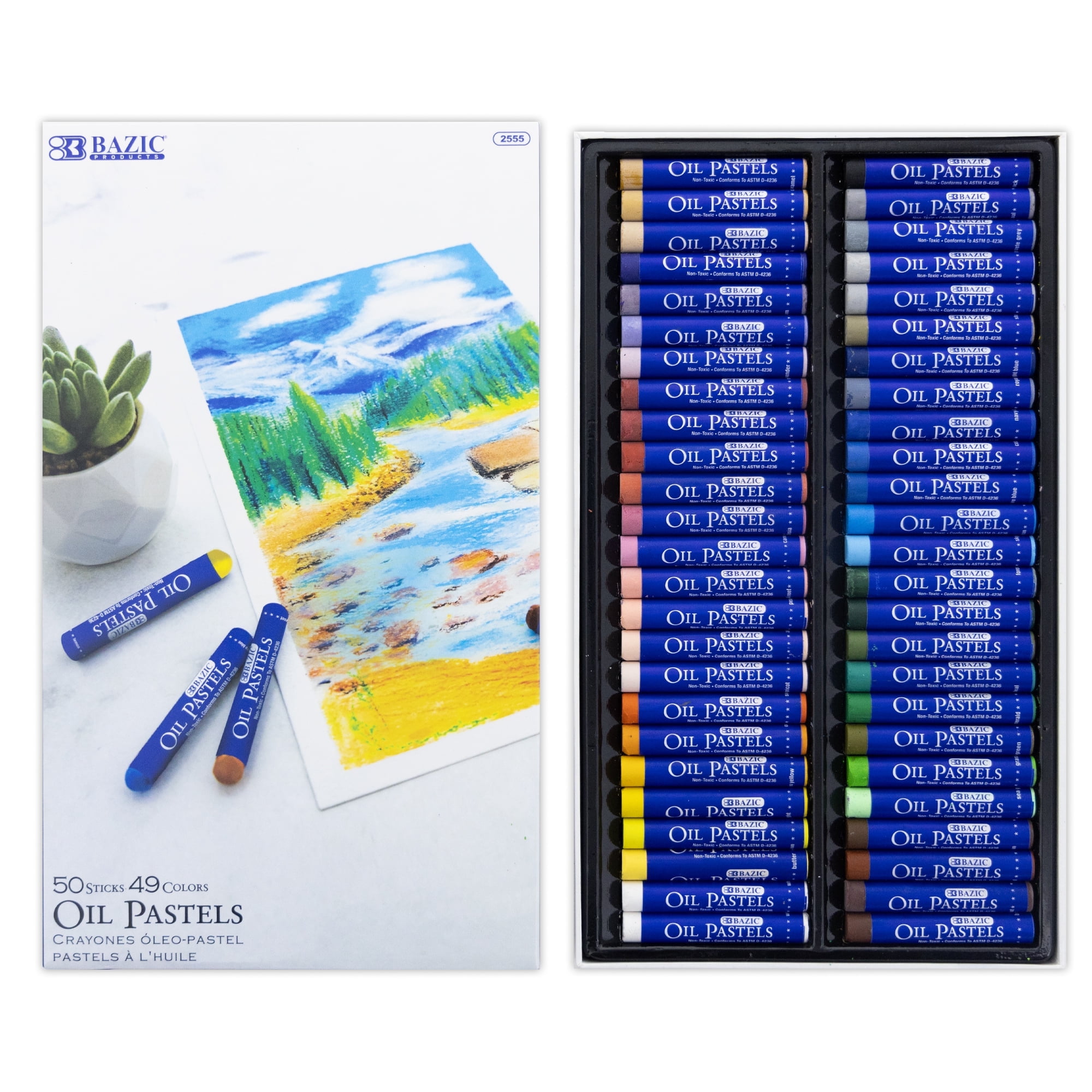 BAZIC Oil Pastels Set 50 Colors, Soft Pastels for Artists Drawing ...