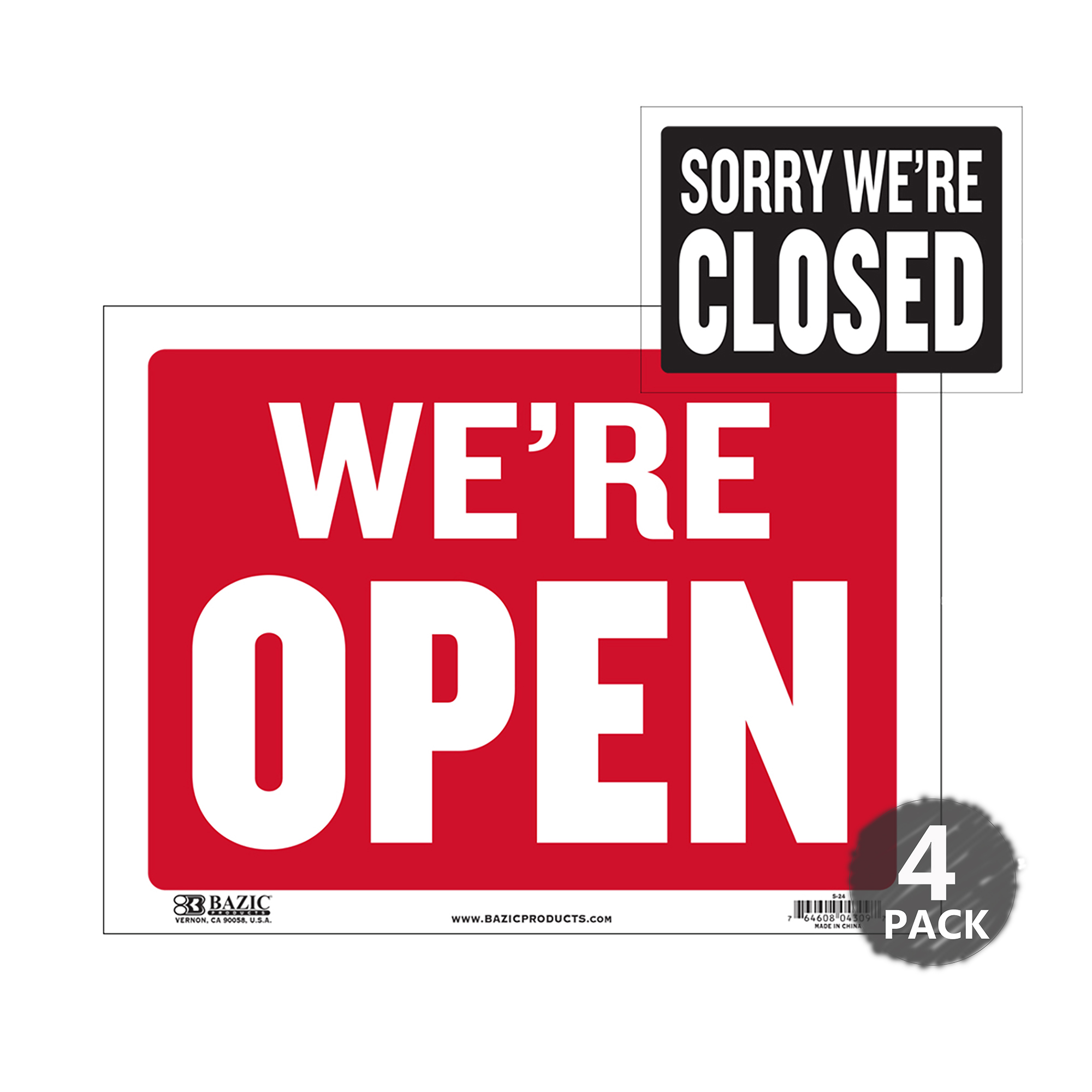 BAZIC Business Hours Sign 9"X12", Open Closed Signs For Business Store ...