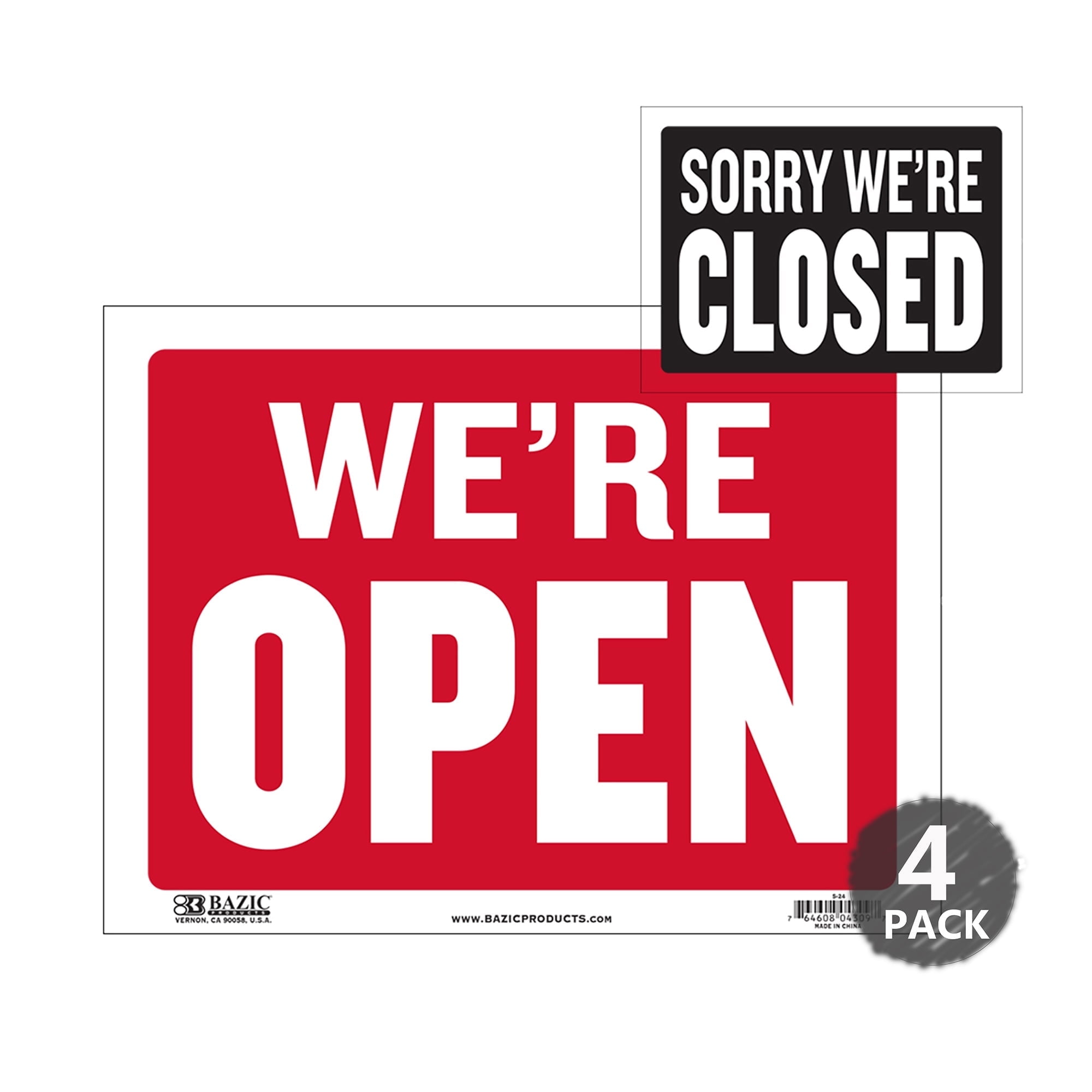 BAZIC Open & Closed Sign 9"X12", Double Sides Plastic Vinyl Signs ...
