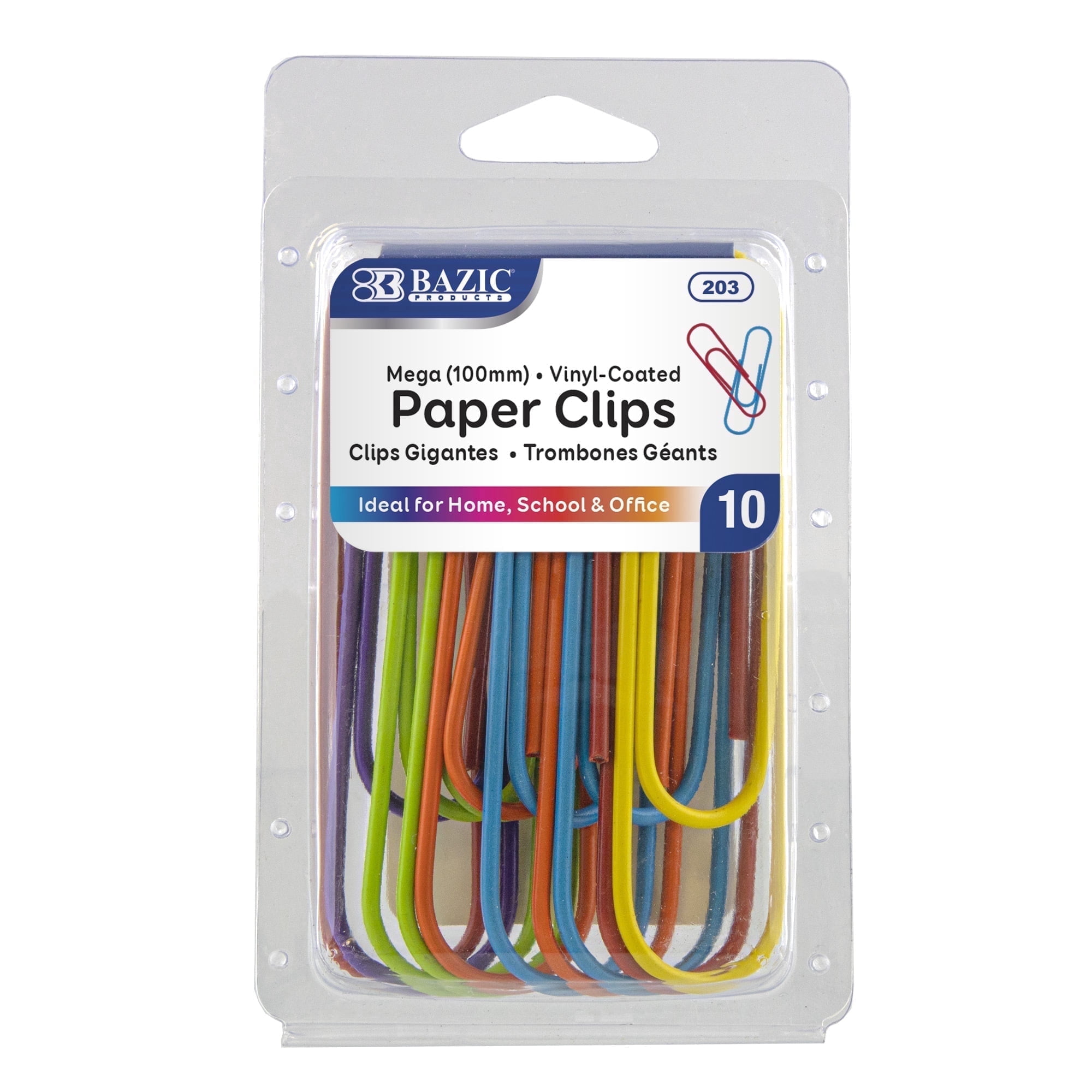 BAZIC Large Office Supplies, 100mm Mega Jumbo Size Paper Clips, Color ...