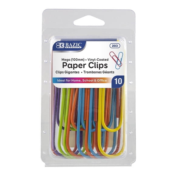 BAZIC Large Office Supplies, 100mm Mega Jumbo Size Paper Clips, Color ...