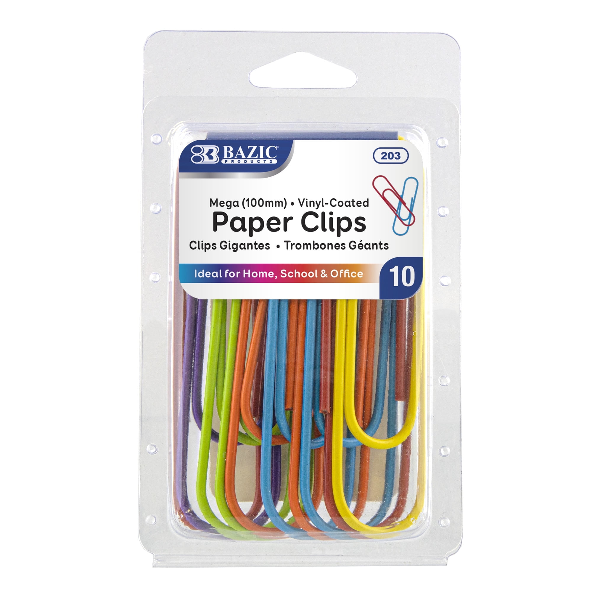 BAZIC Paper Clips 100mm Mega Jumbo Size, Color Coated Paper Clip ...