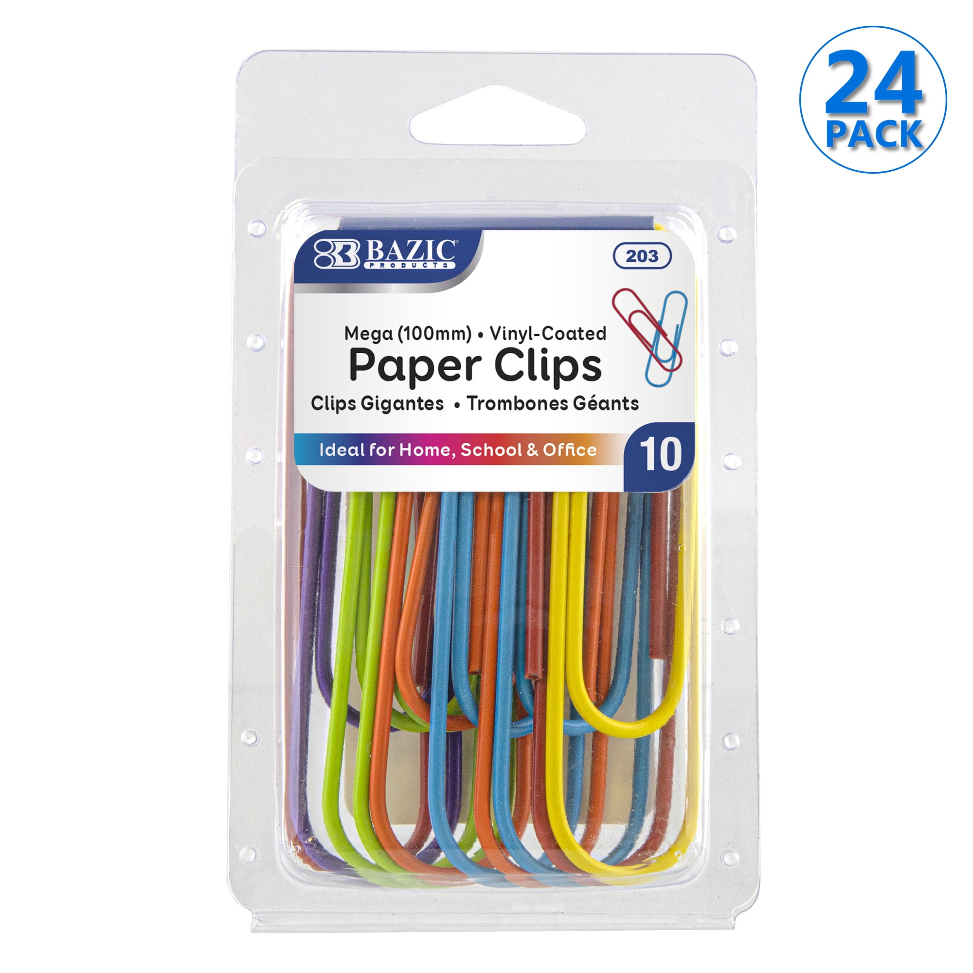 BAZIC Paper Clips 100mm Mega Jumbo Size, Color Coated Paper Clip ...