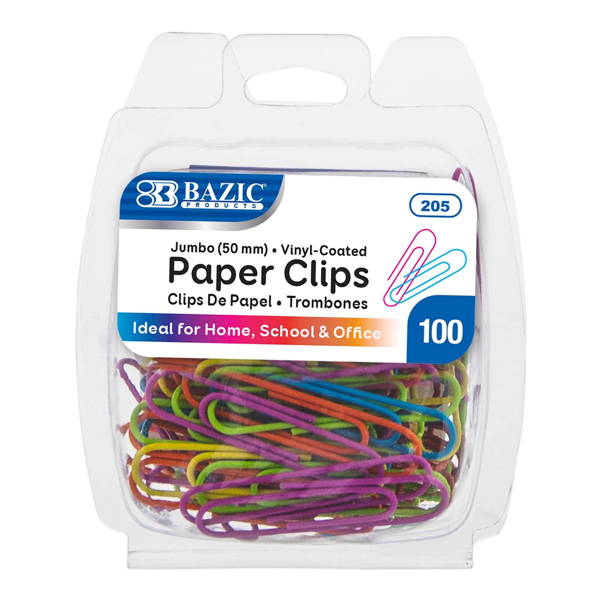 BAZIC Paper Clips 50mm Jumbo Large Size, Color Paper Clip Paperclips ...