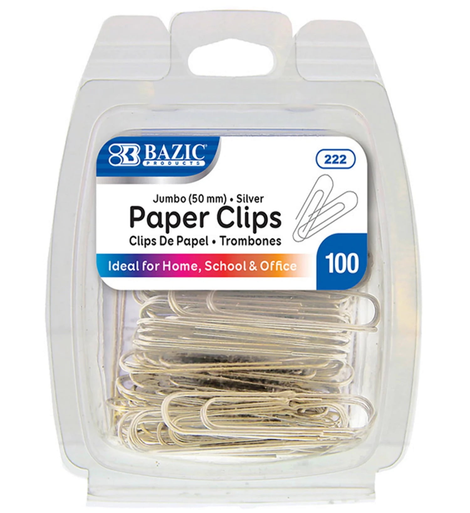BAZIC Paper Clips Jumbo 50mm, Silver Color Paper Clip (100/Pack), 1 ...