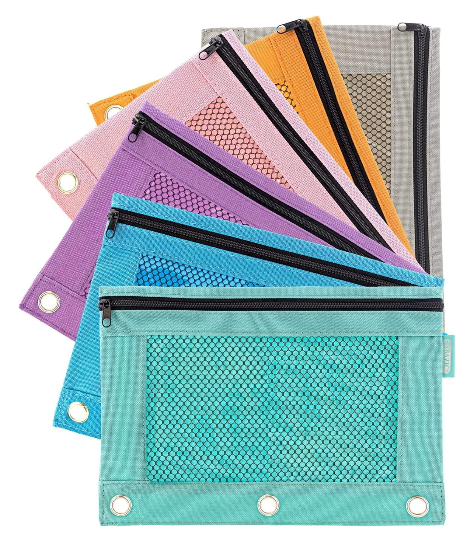 BAZIC Pencil Pouch 3 Ring Binder Pouch w/ Rivet Enforced Rings Holes ...