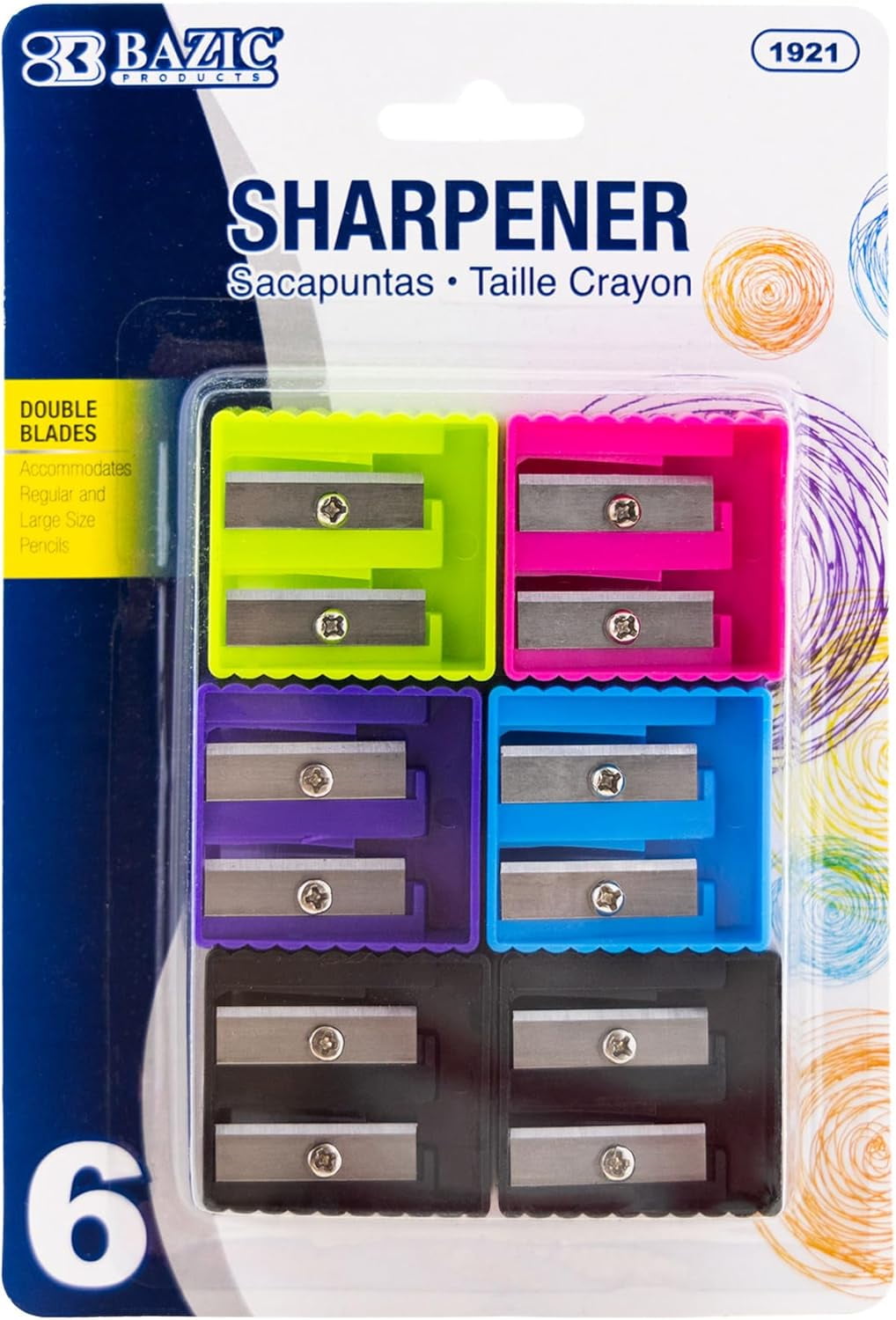 BAZIC Pencil Sharpener Dual Blades, Standard & Jumbo Size Pencils ...