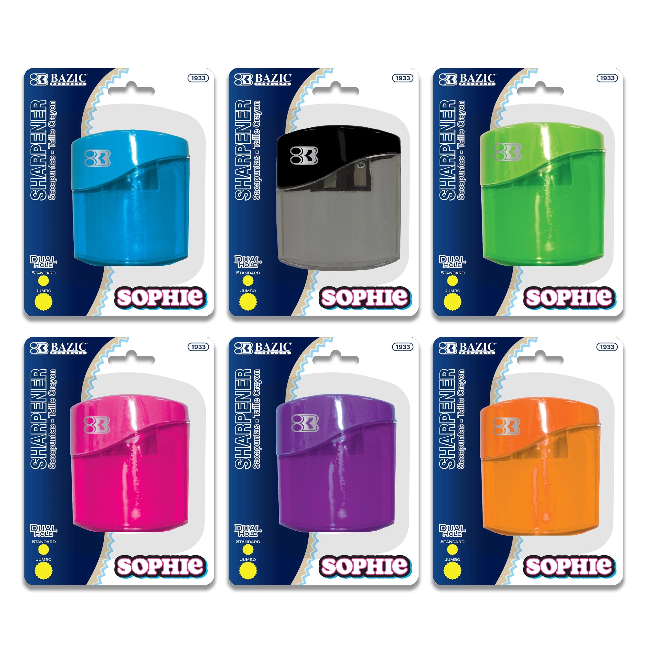 BAZIC Pencil Sharpener Dual Blades w/ Square Receptacle, 6-Pack ...