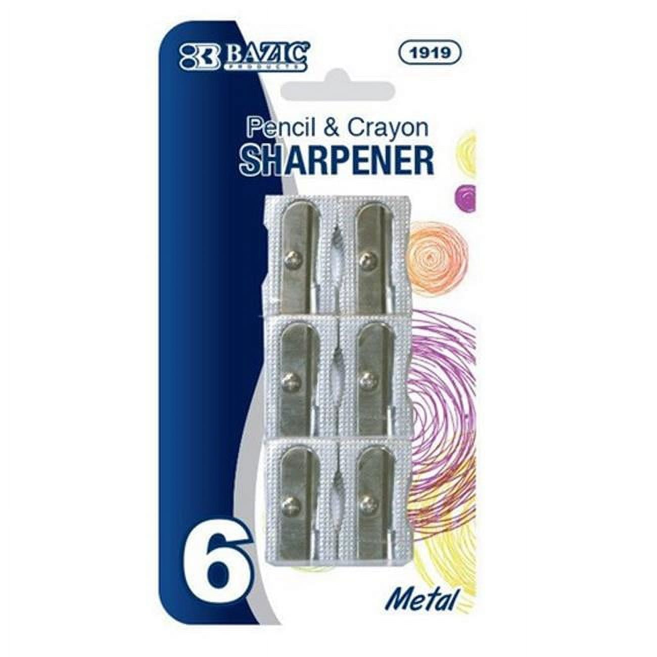 BAZIC Pencil Sharpener Metal Silver Single Hole Blade, (6/Pack), 1-Pack ...