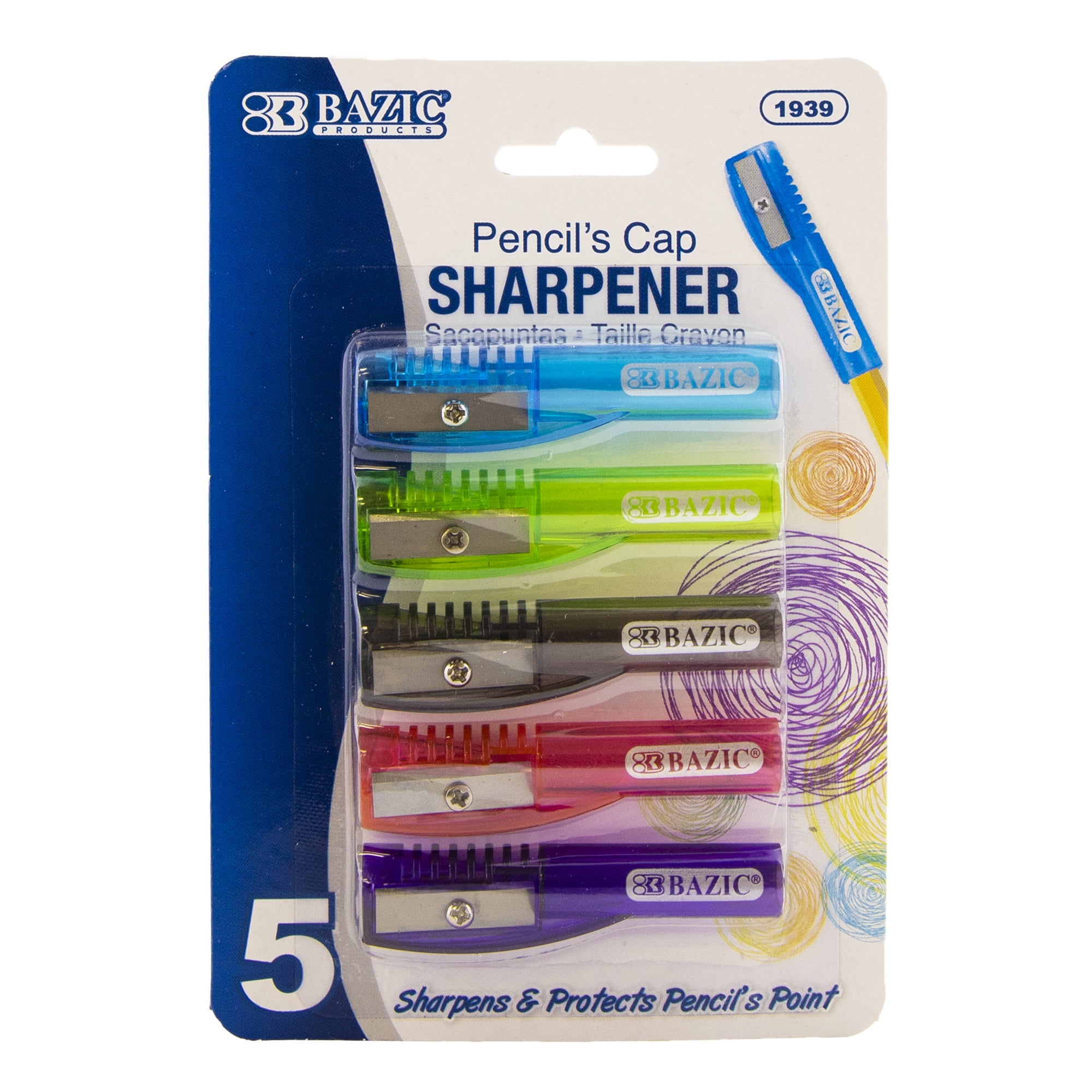 BAZIC Pencil Sharpener Pencil's Cap Top Sharpeners, (5/Pack), 24-Pack ...