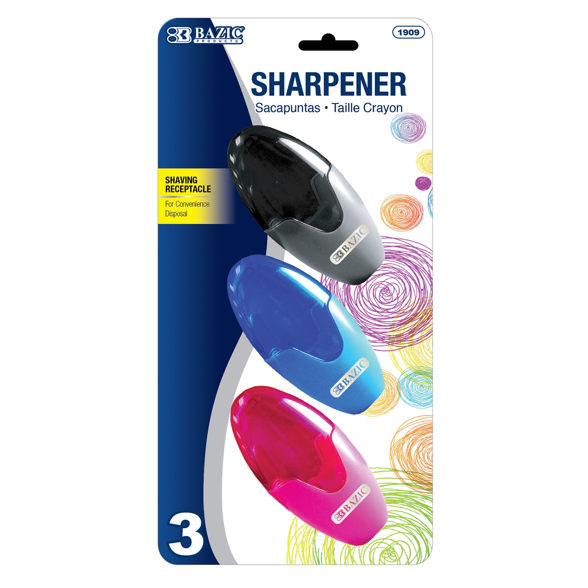 BAZIC Xtreme Oval Pencil Sharpener, Single Hole Blade with Receptacle ...