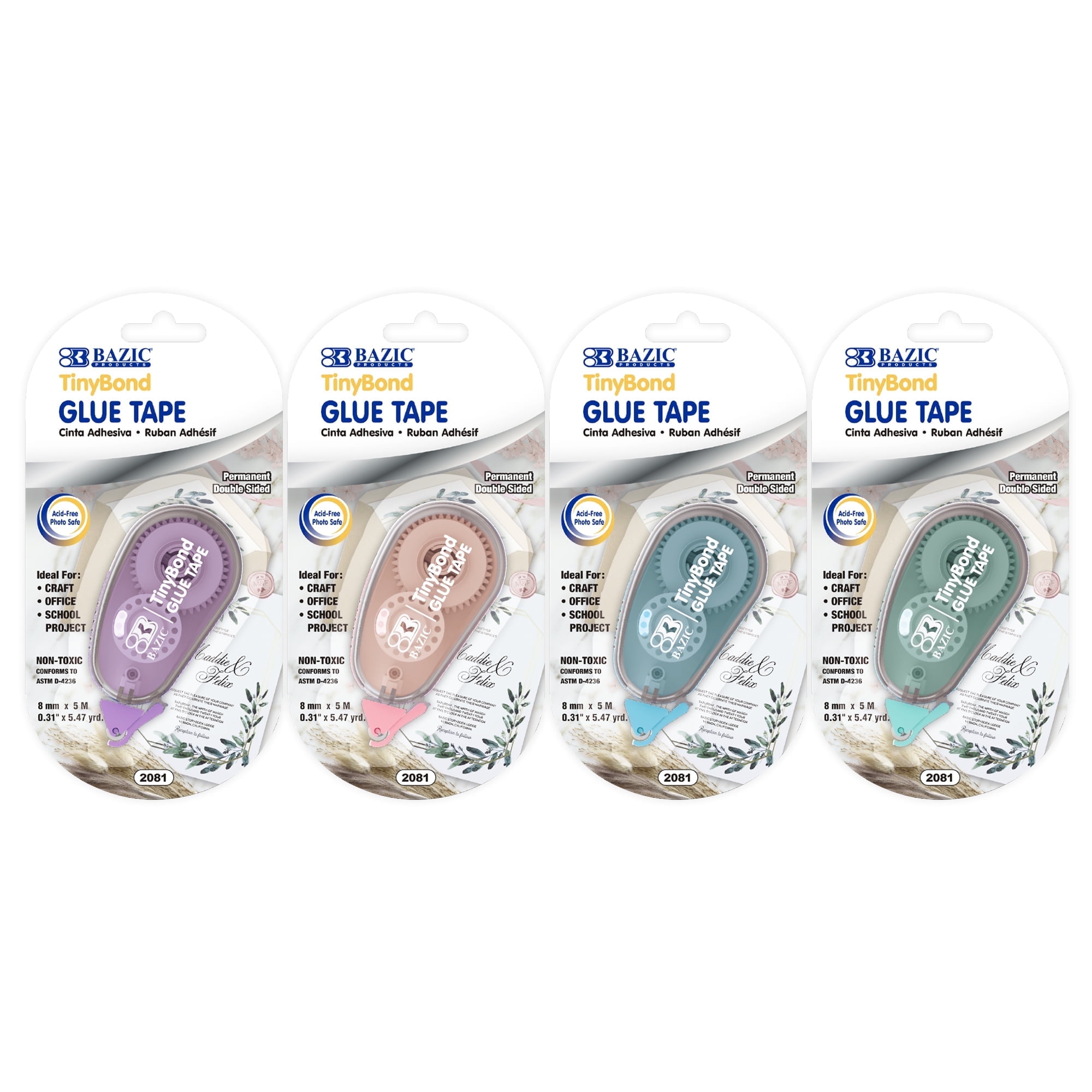 BAZIC Permanent Glue Tape 8 mm x 5.47 Yard, Double Sided Mini Adhesive ...