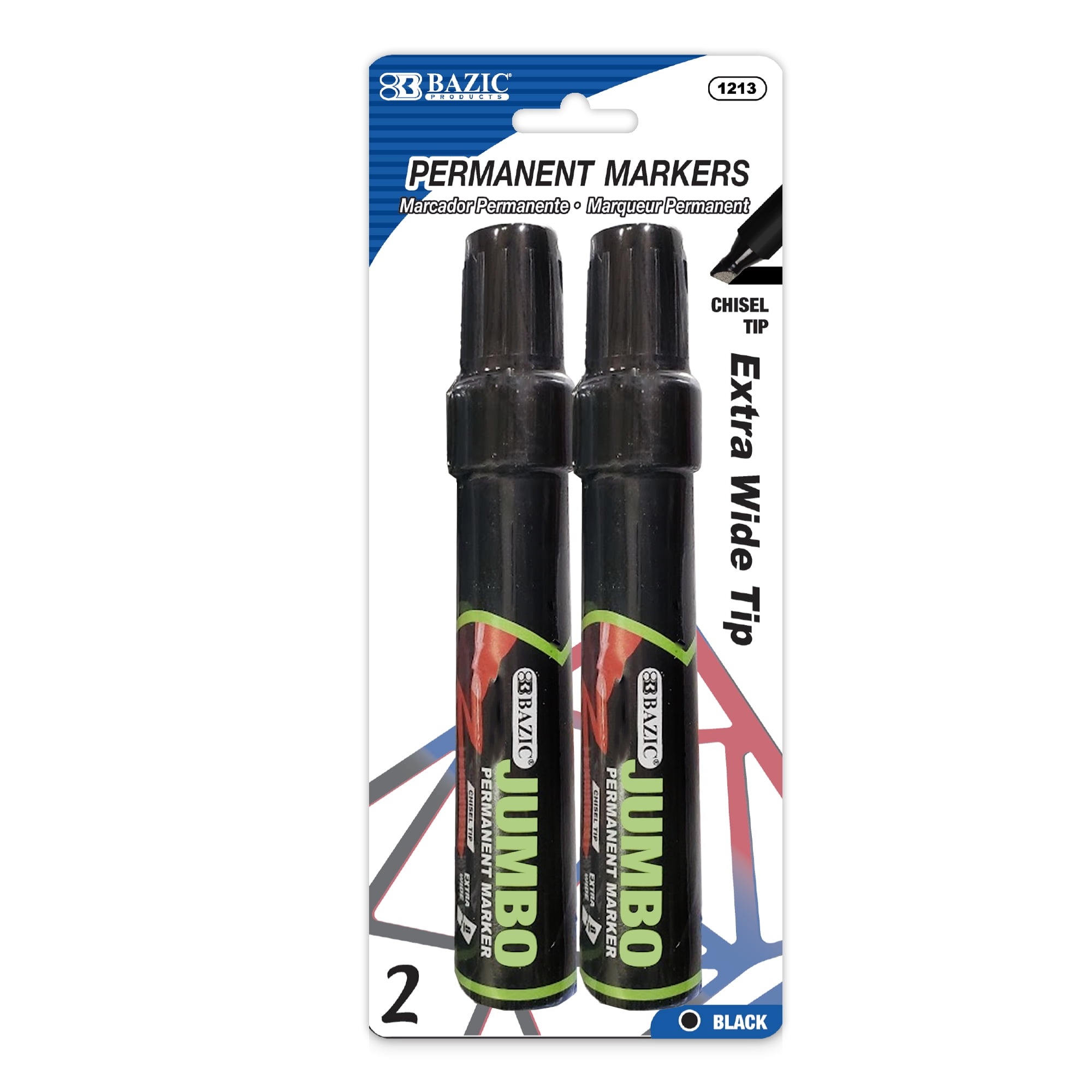BAZIC Products, Permanent Marker, Jumbo Chisel Tip 8mm, Black - Walmart.com