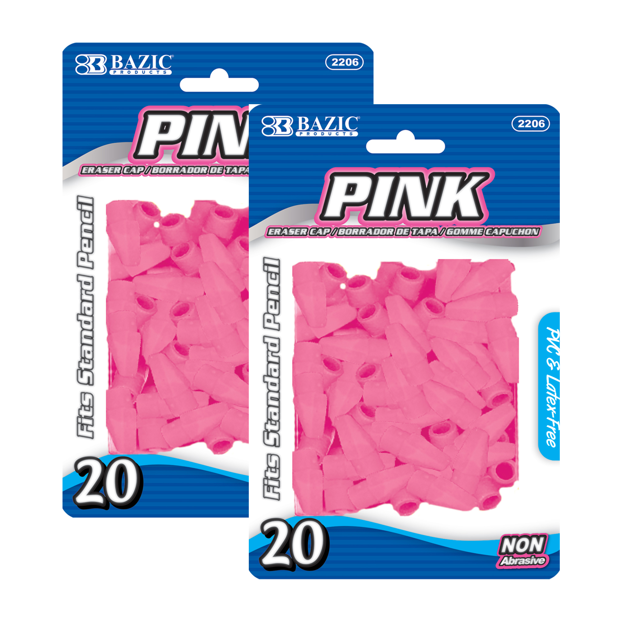 BAZIC Pink Eraser Top, Latex Free Pencil Tops Erasers Arrowhead, 40 ...