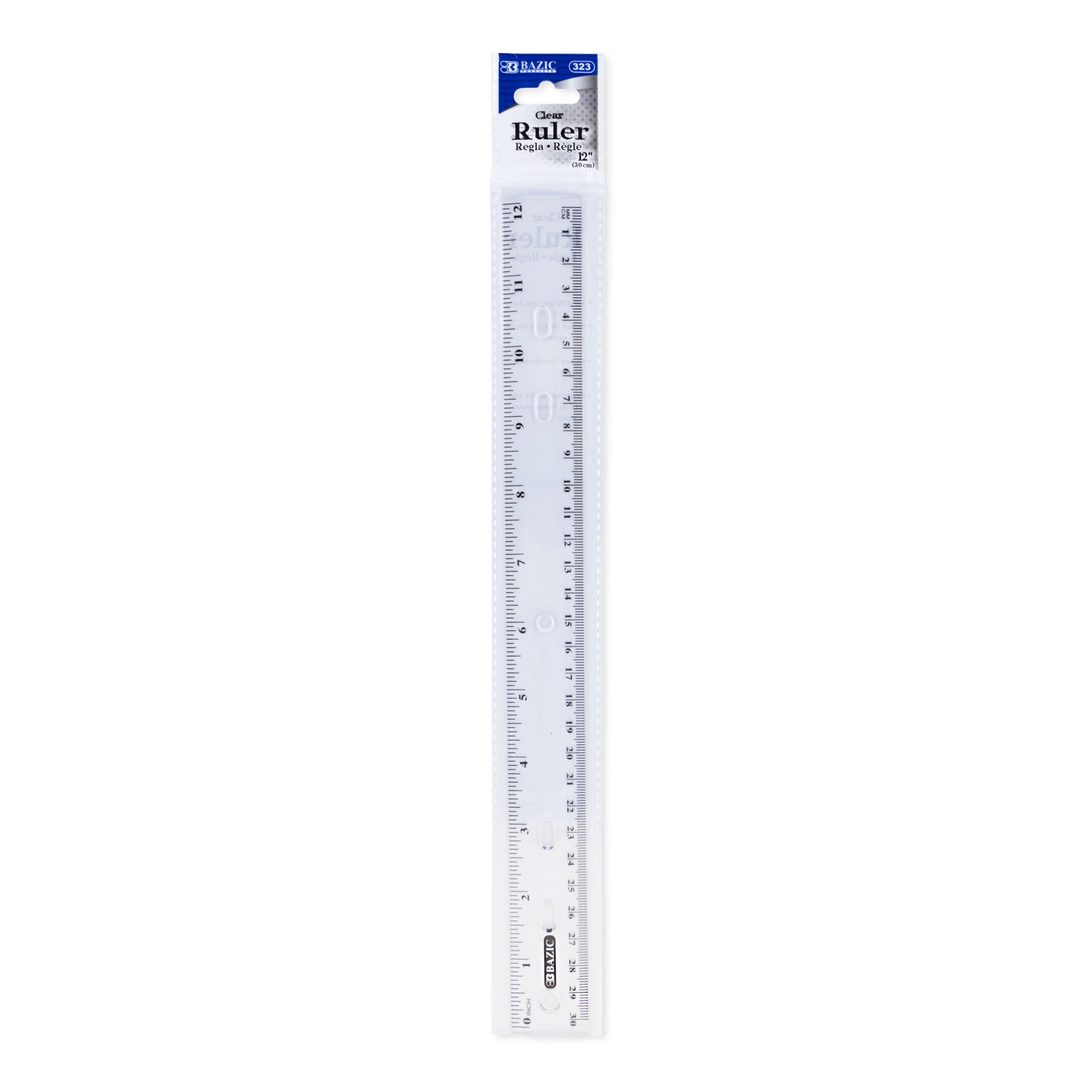 BAZIC Plastic Clear Rulers 12 inch (30cm), Inches Centimeter Metric ...