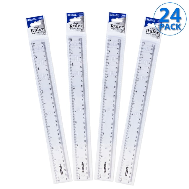 BAZIC Plastic Clear Rulers 12 inch (30cm), Inches Centimeter Metric ...